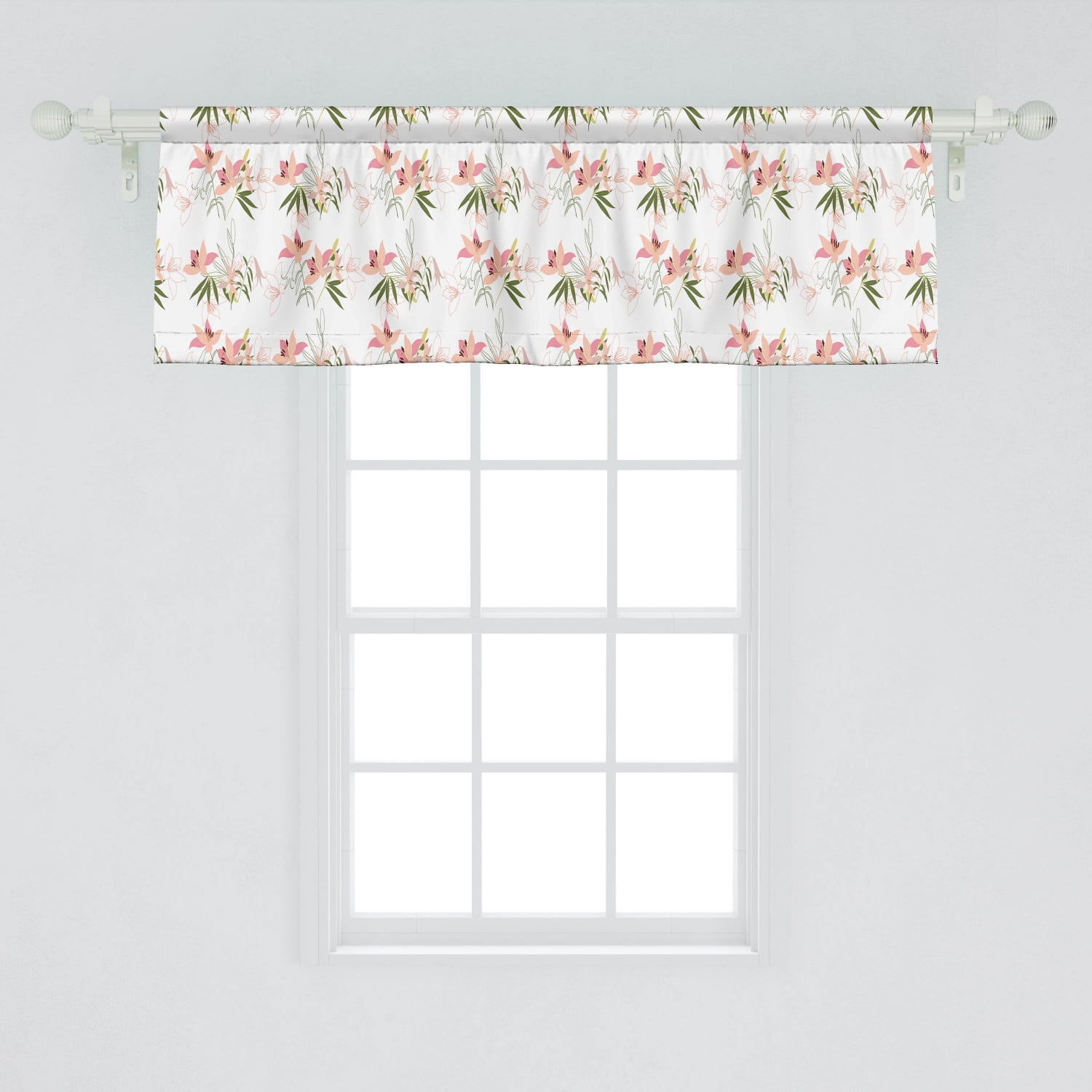 Ambesonne Floral Window Valance, Romantic Bouquet of Lilies in Soft ...