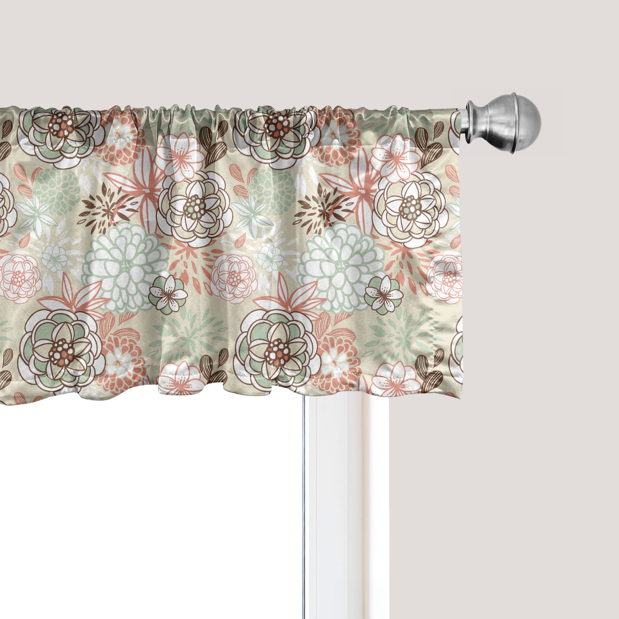 Ambesonne Floral Window Valance, Romantic Wildflowers, 42" x 12", Pale ...