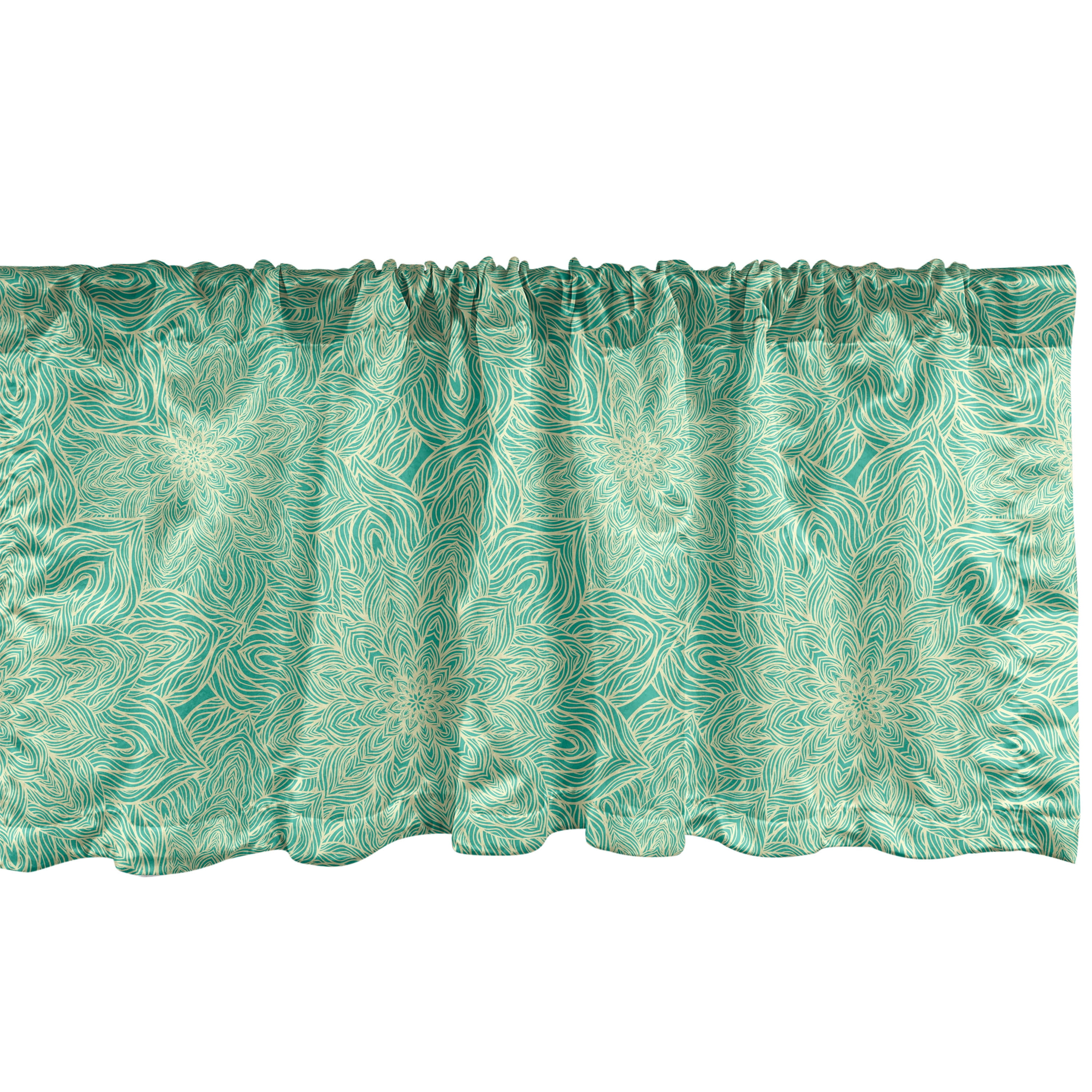 Ambesonne Floral Window Valance, Round Overlapping Mandala Style ...