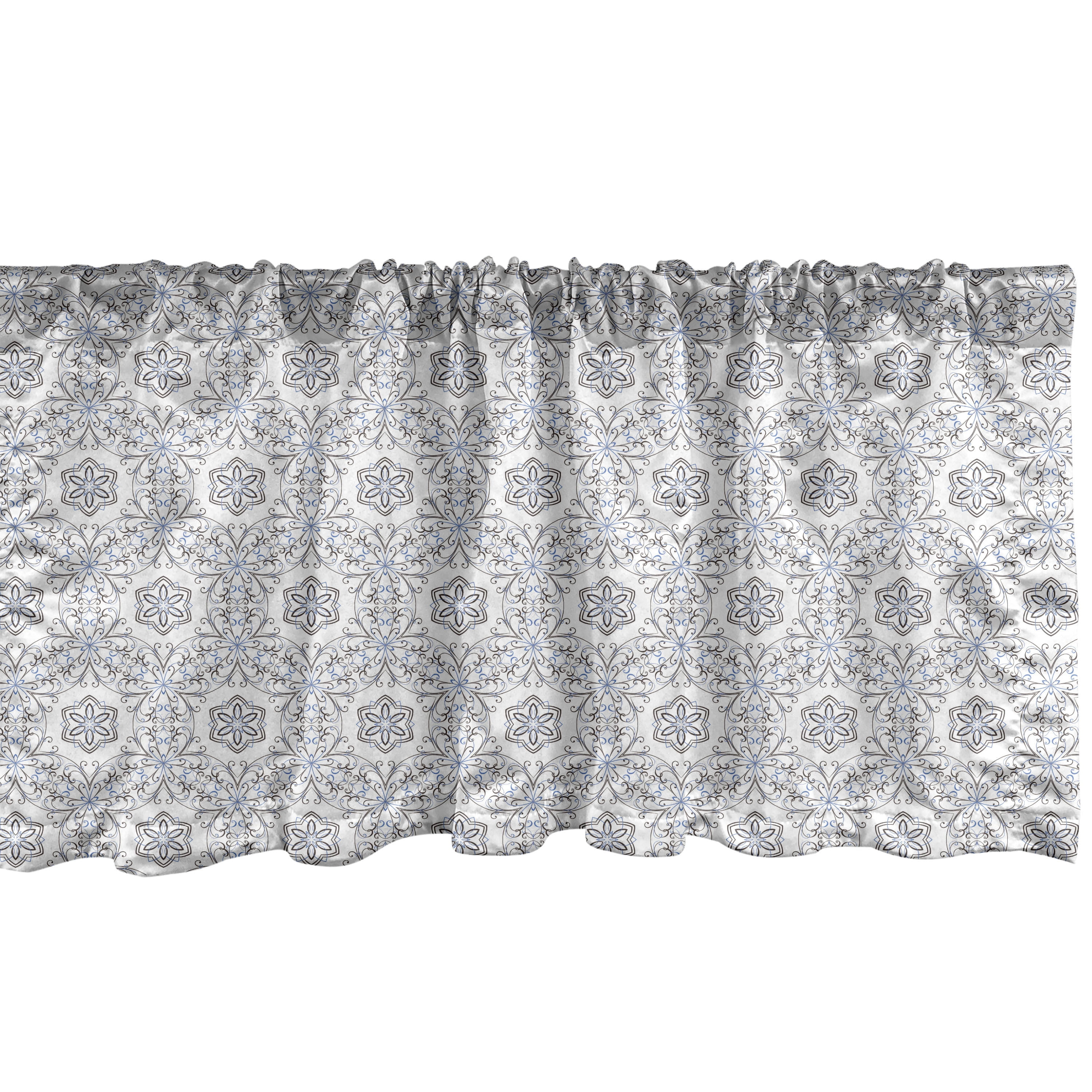 Ambesonne Floral Window Valance, Scroll Curls Mosaic Tile, 54" X 18 ...