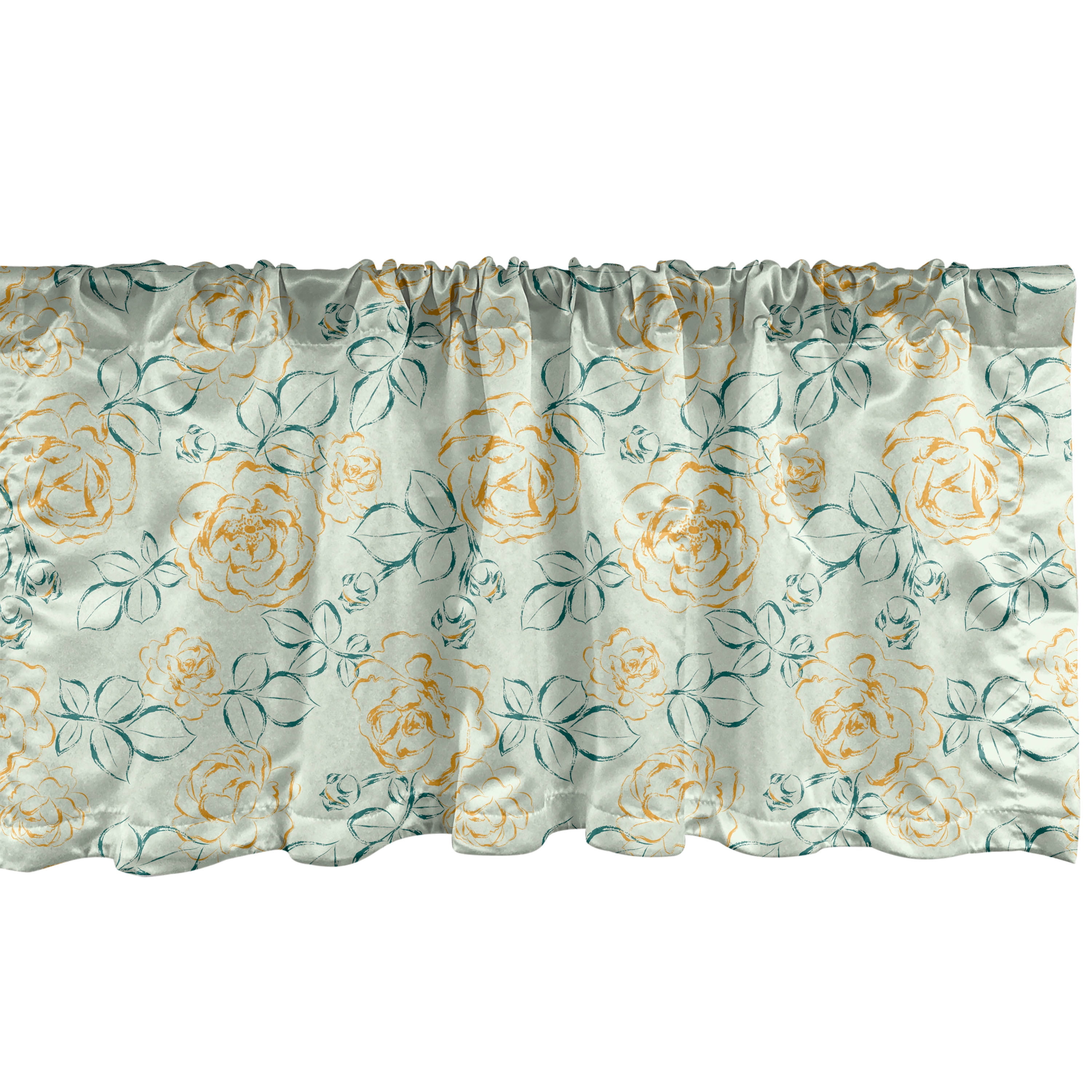 Ambesonne Floral Window Valance, Sketchy Outlines of Garden Roses and ...