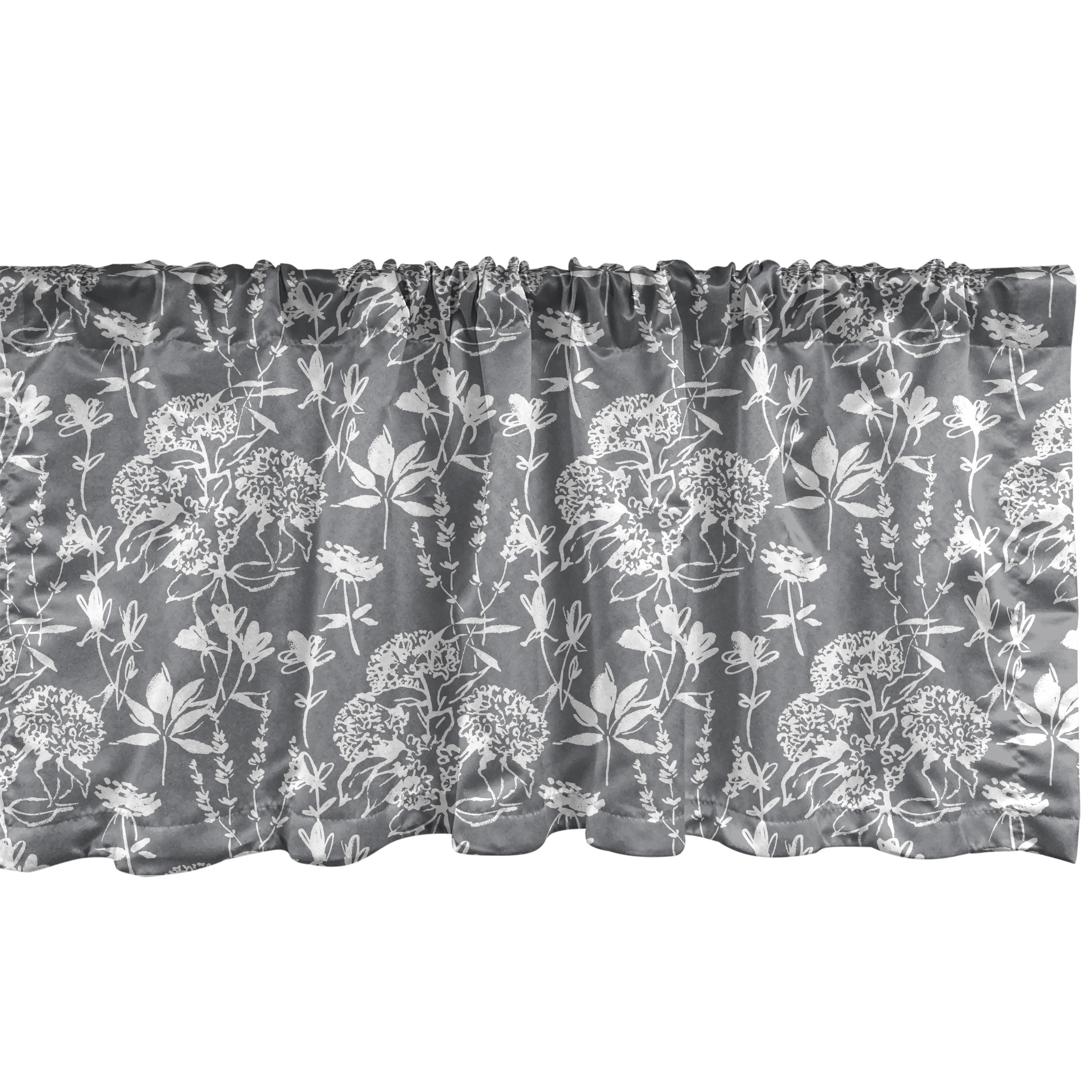 Ambesonne Floral Window Valance, Spring Bitonal Flowers Art, 42" x 12 ...