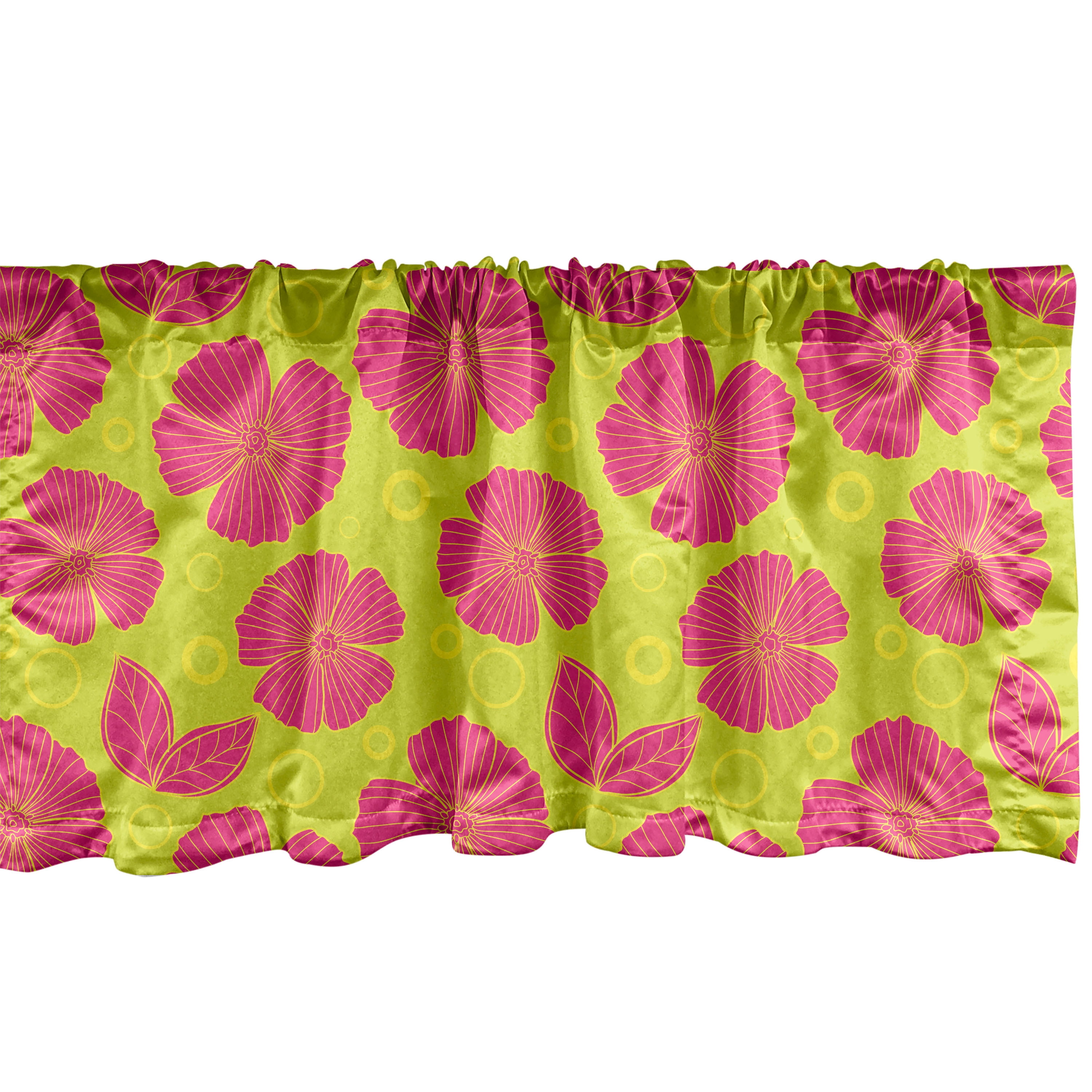 Ambesonne Floral Window Valance, Top View Graphical Flowers, 54" X 12 ...