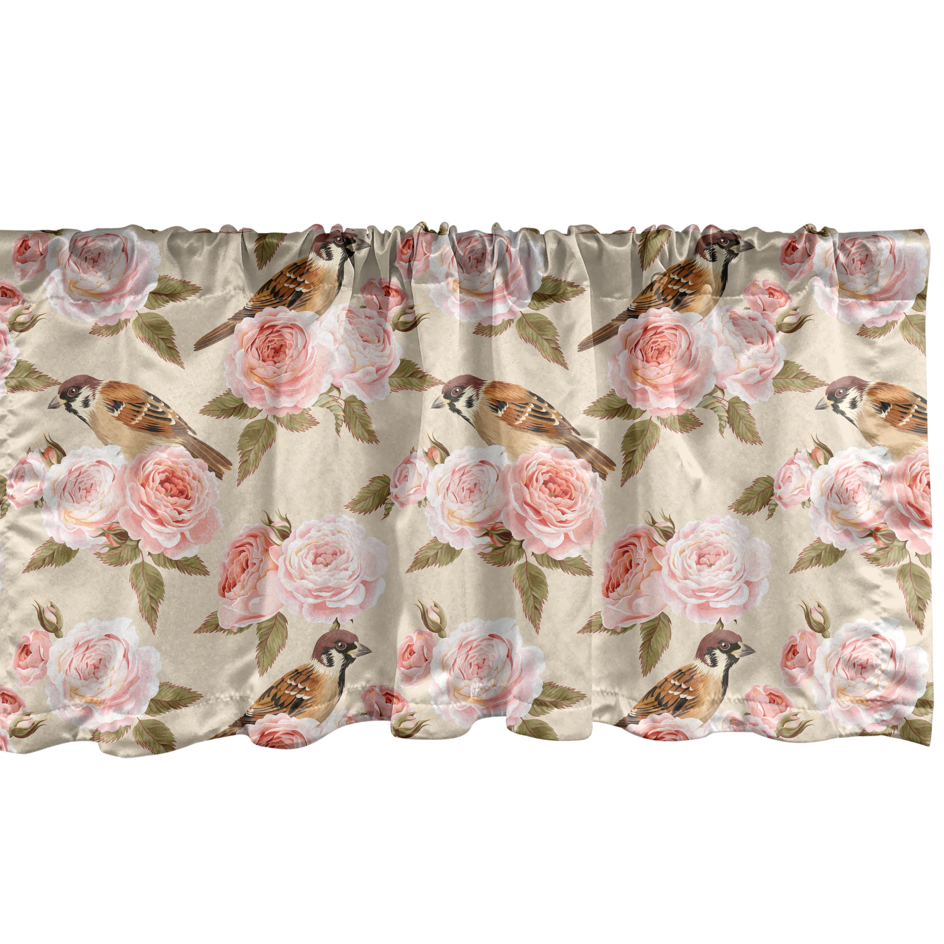 Ambesonne Floral Window Valance, Victorian Style Rose Flowers, 54" X 12 ...