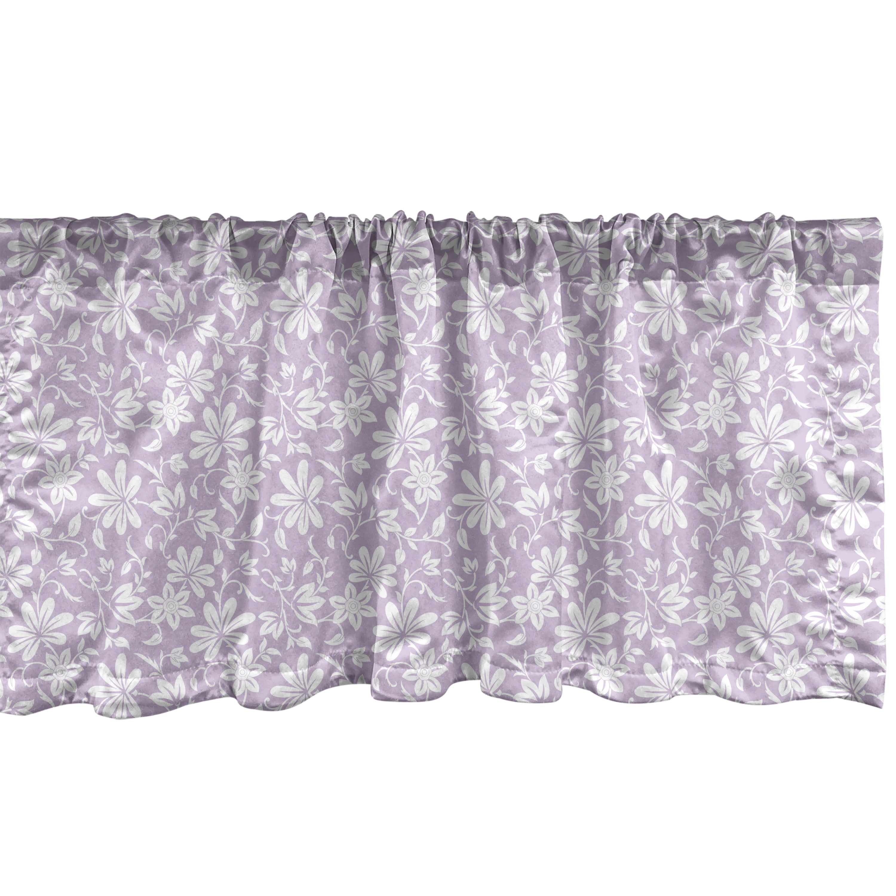 Ambesonne Floral Window Valance, Vintage Flower Silhouettes, 54" X 12 ...
