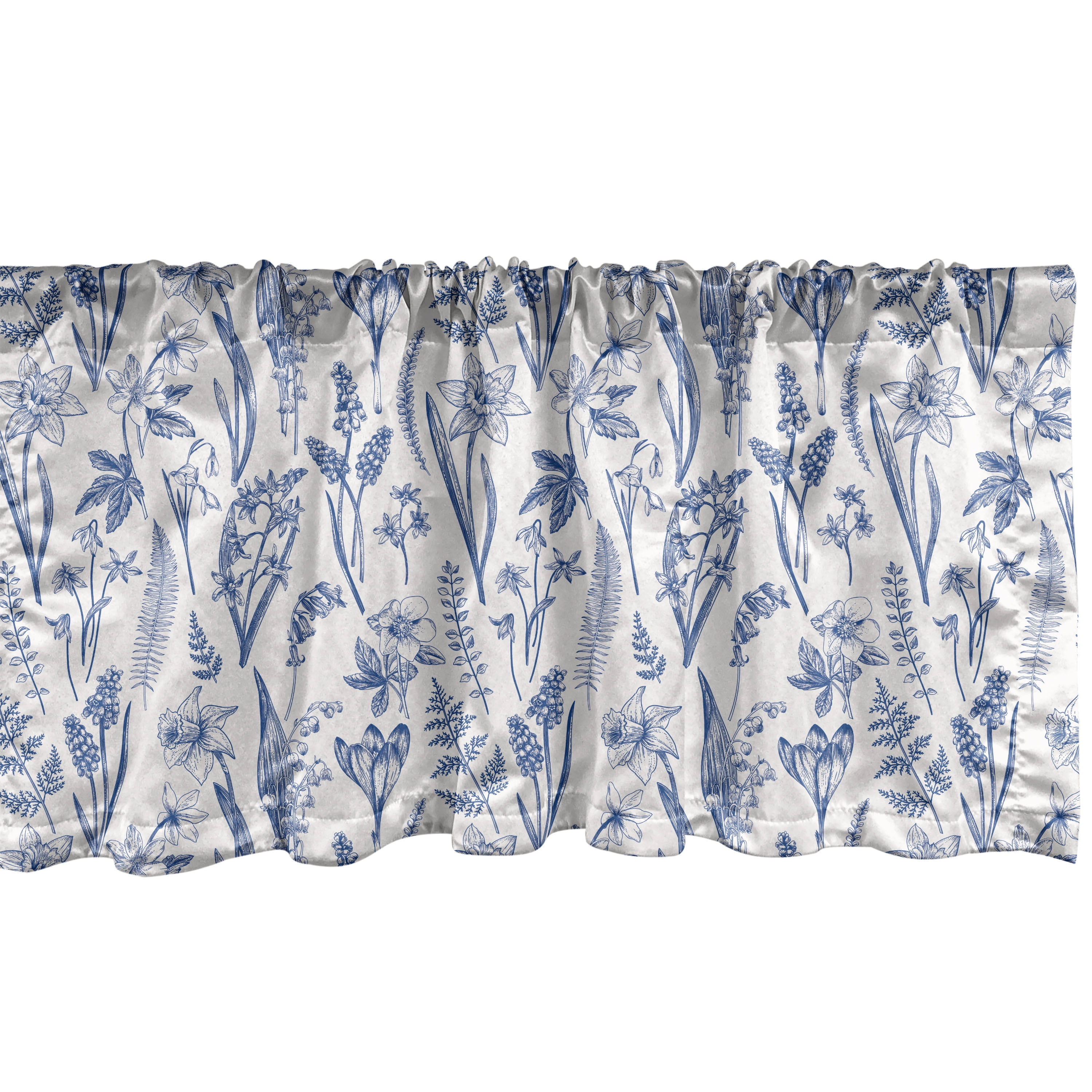 Ambesonne Floral Window Valance, Vintage Flowers and Herbs, 54" X 18 ...