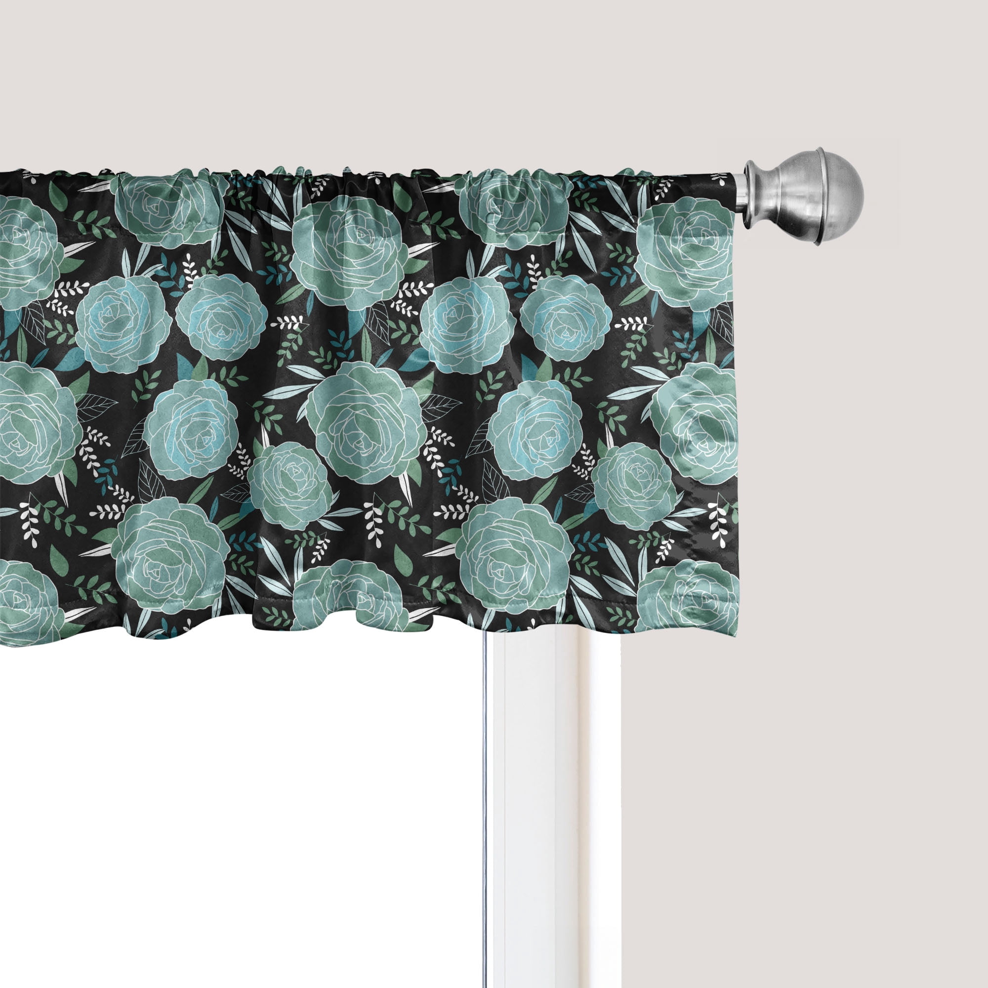 Ambesonne Floral Window Valance, Vintage Style Budding Roses, 54" X 12 ...