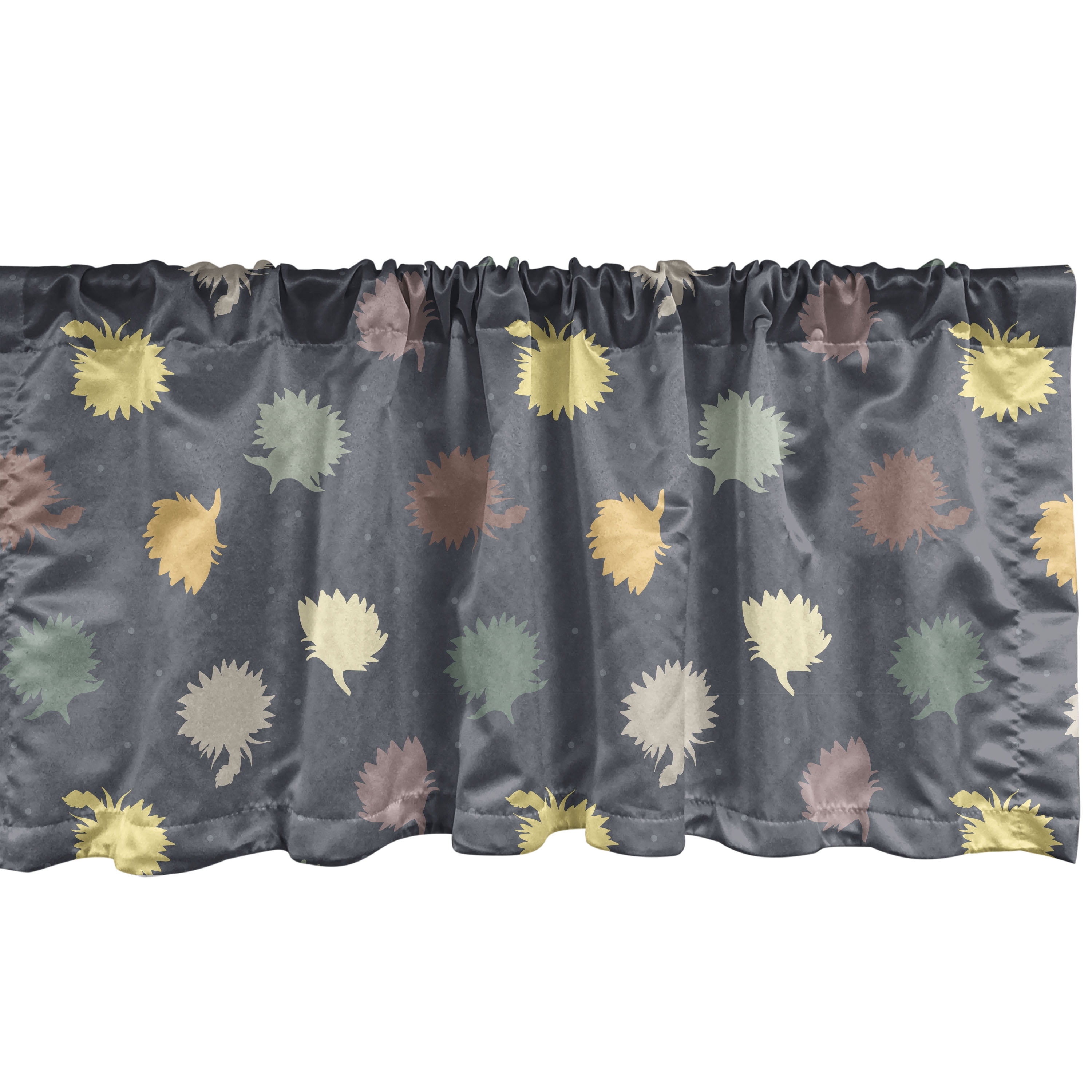 Ambesonne Floral Window Valance, Vintage Sunflower Pattern, 42" x 18 ...