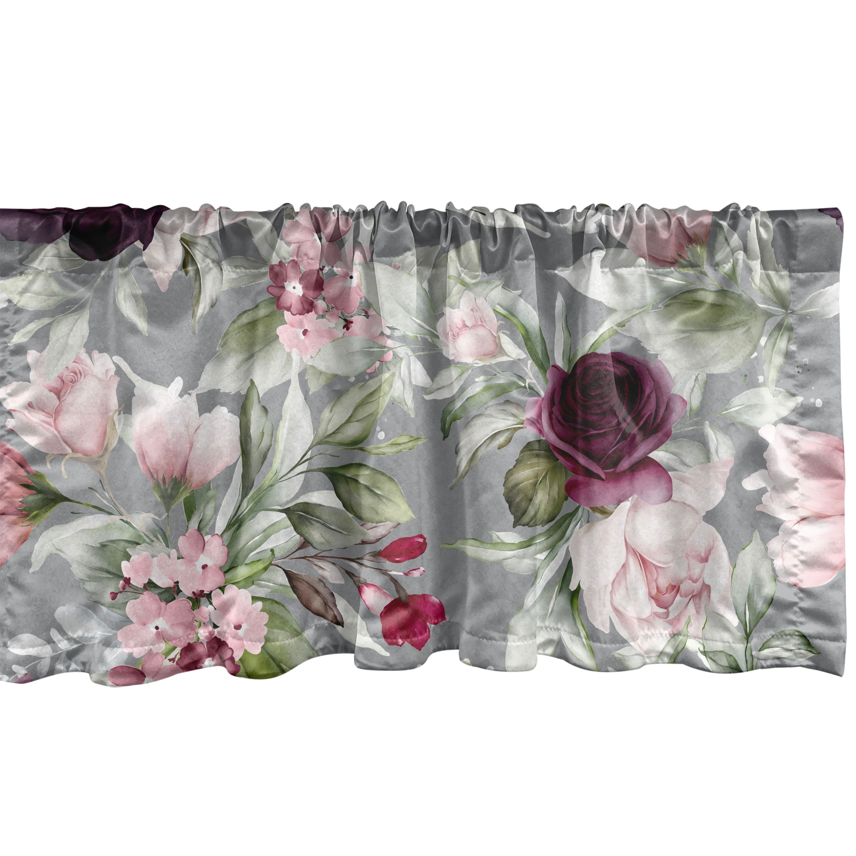 Ambesonne Floral Window Valance with Rod Pocket, Camellias and Peonies ...