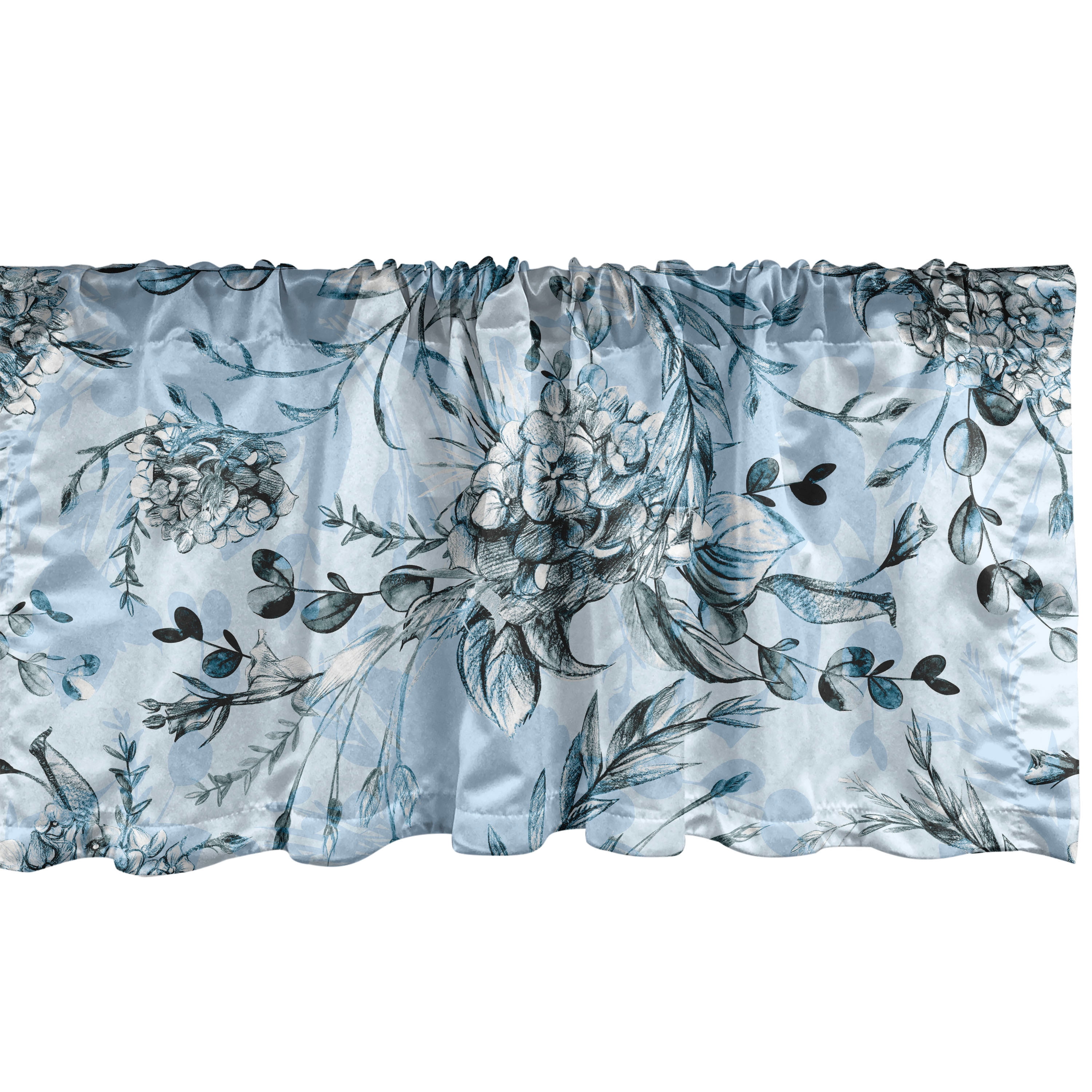 Ambesonne Floral Window Valance with Rod Pocket, Flowers Leaves ...
