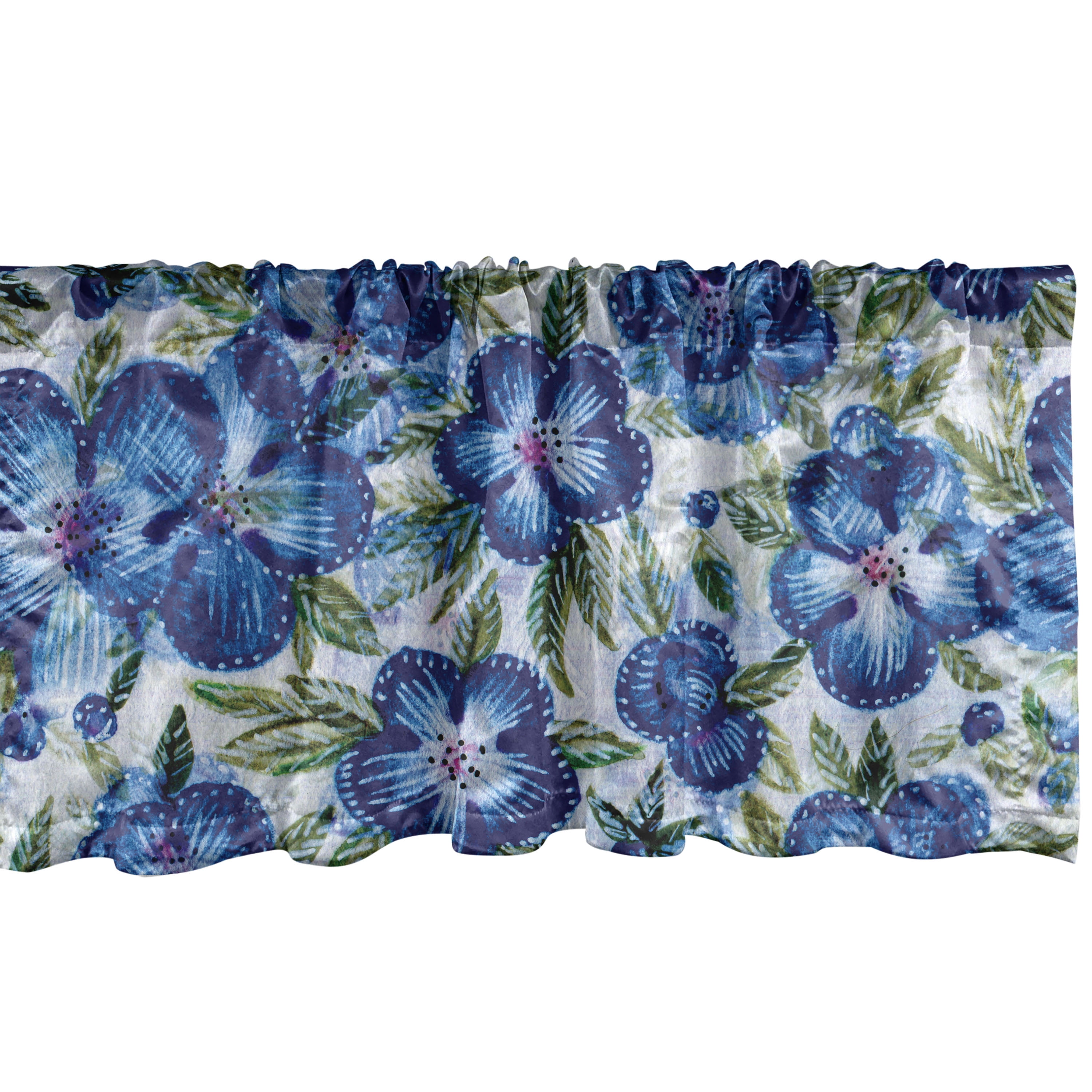 Ambesonne Floral Window Valance with Rod Pocket, Flowers Watercolor ...