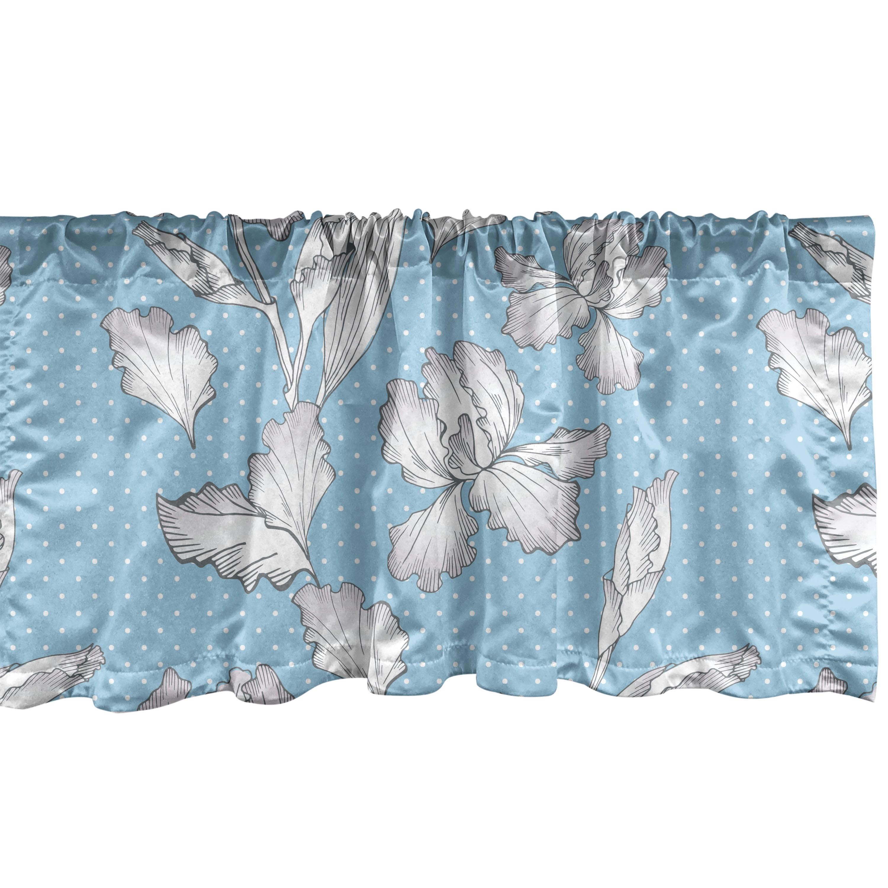 Ambesonne Floral Window Valance with Rod Pocket, Monochrome Iris ...