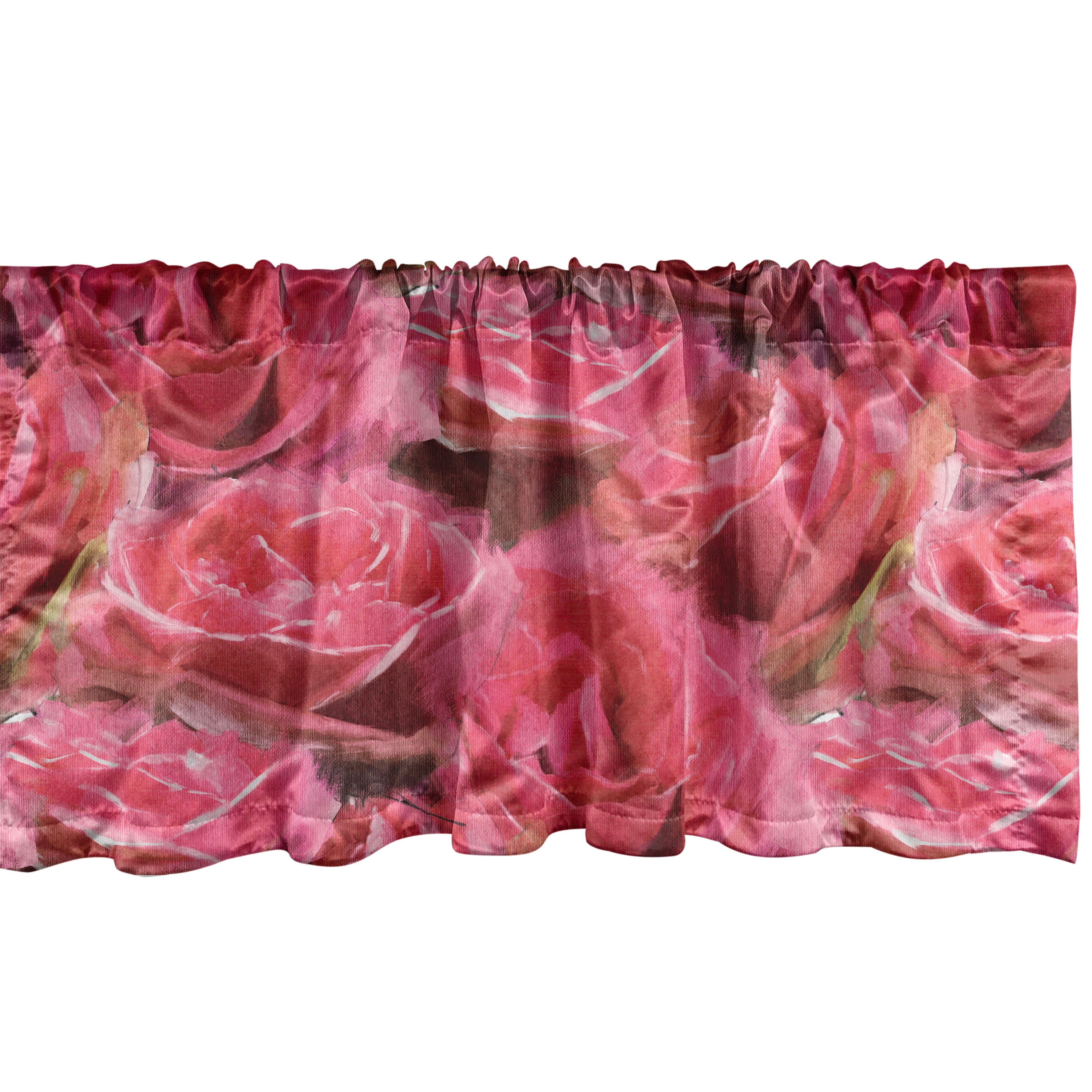 Ambesonne Floral Window Valance with Rod Pocket, Oversimplified Roses ...