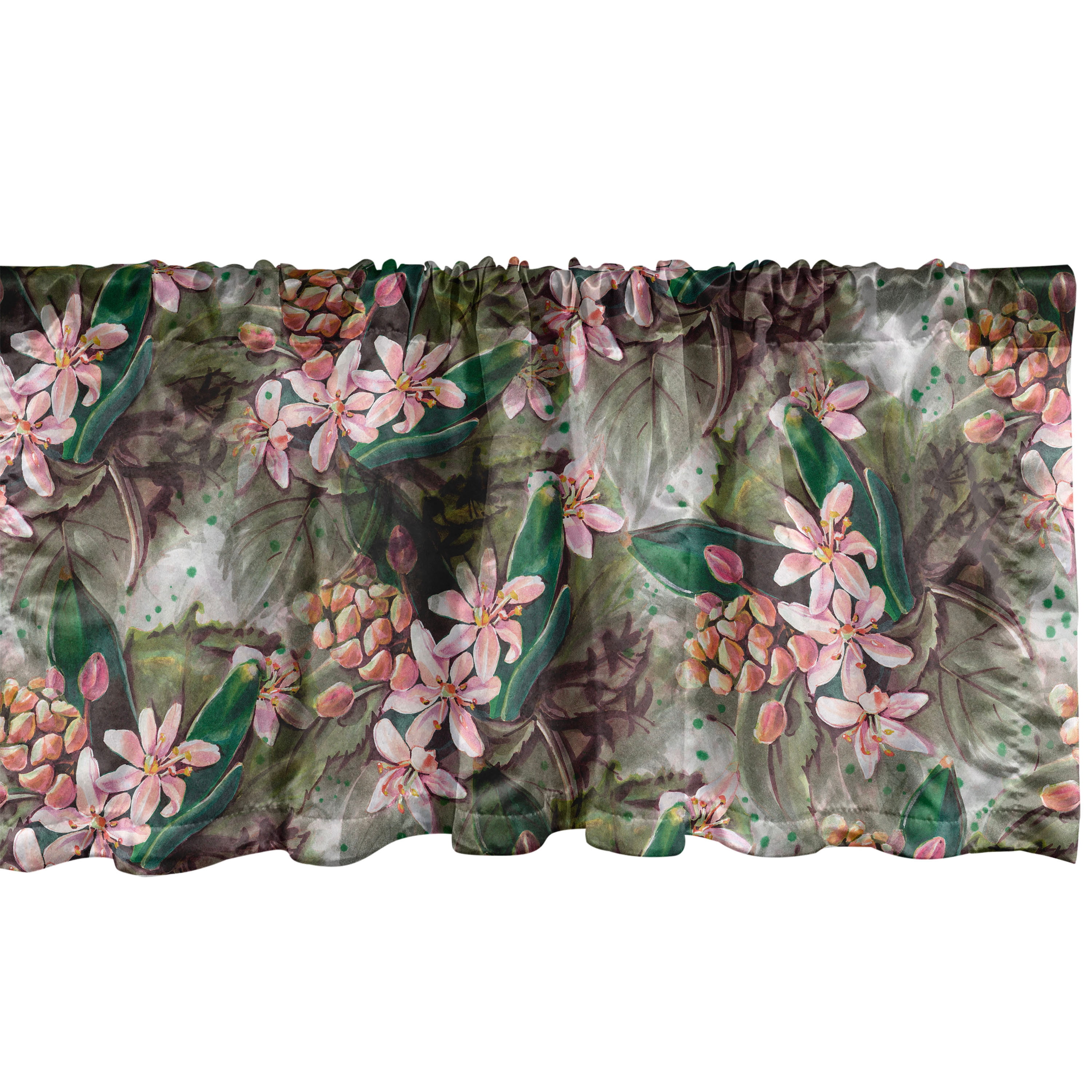 Ambesonne Floral Window Valance with Rod Pocket, Snowdrops Spring ...