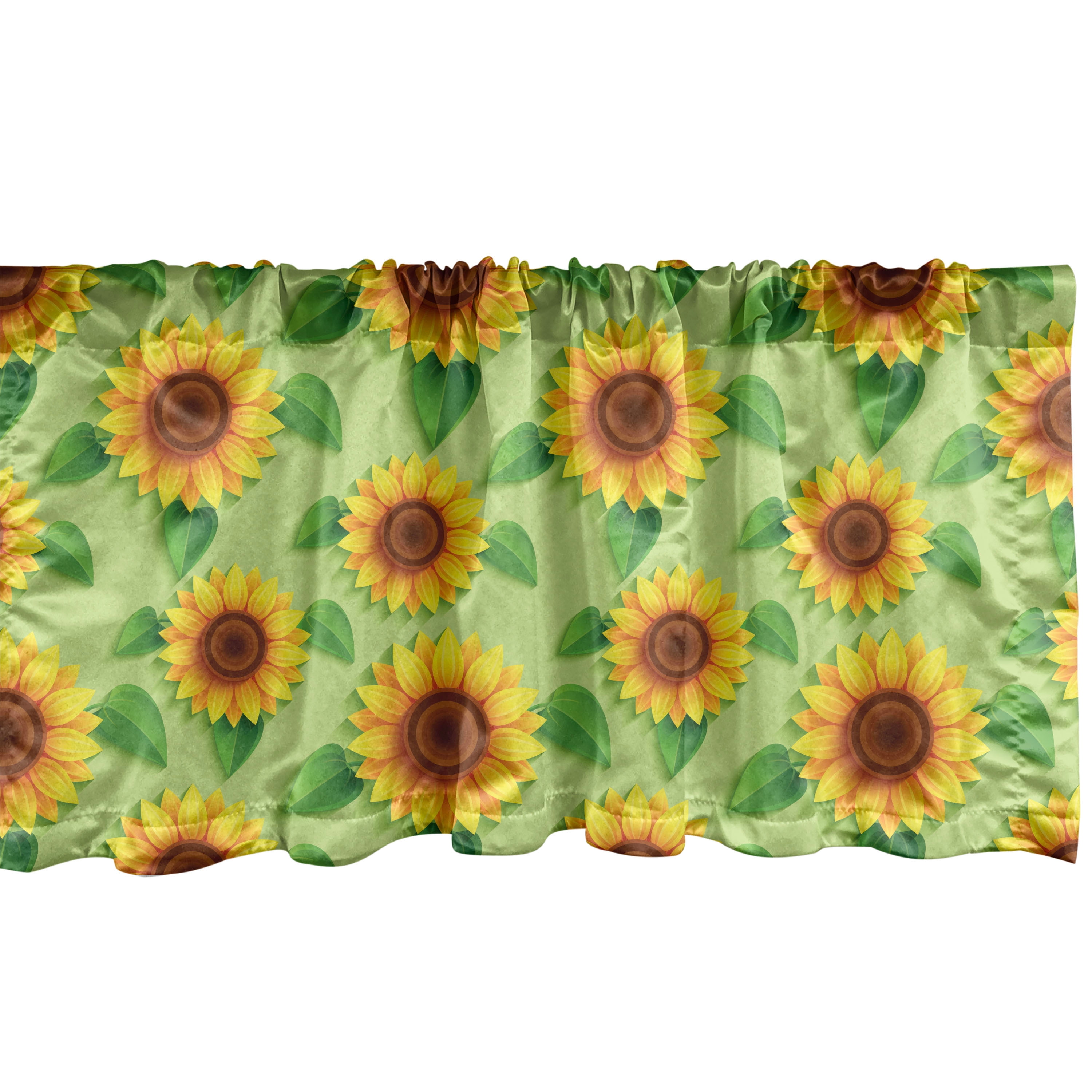 Ambesonne Floral Yellow Window Valance, Summer Sunflowers Art, 54" X 18 ...