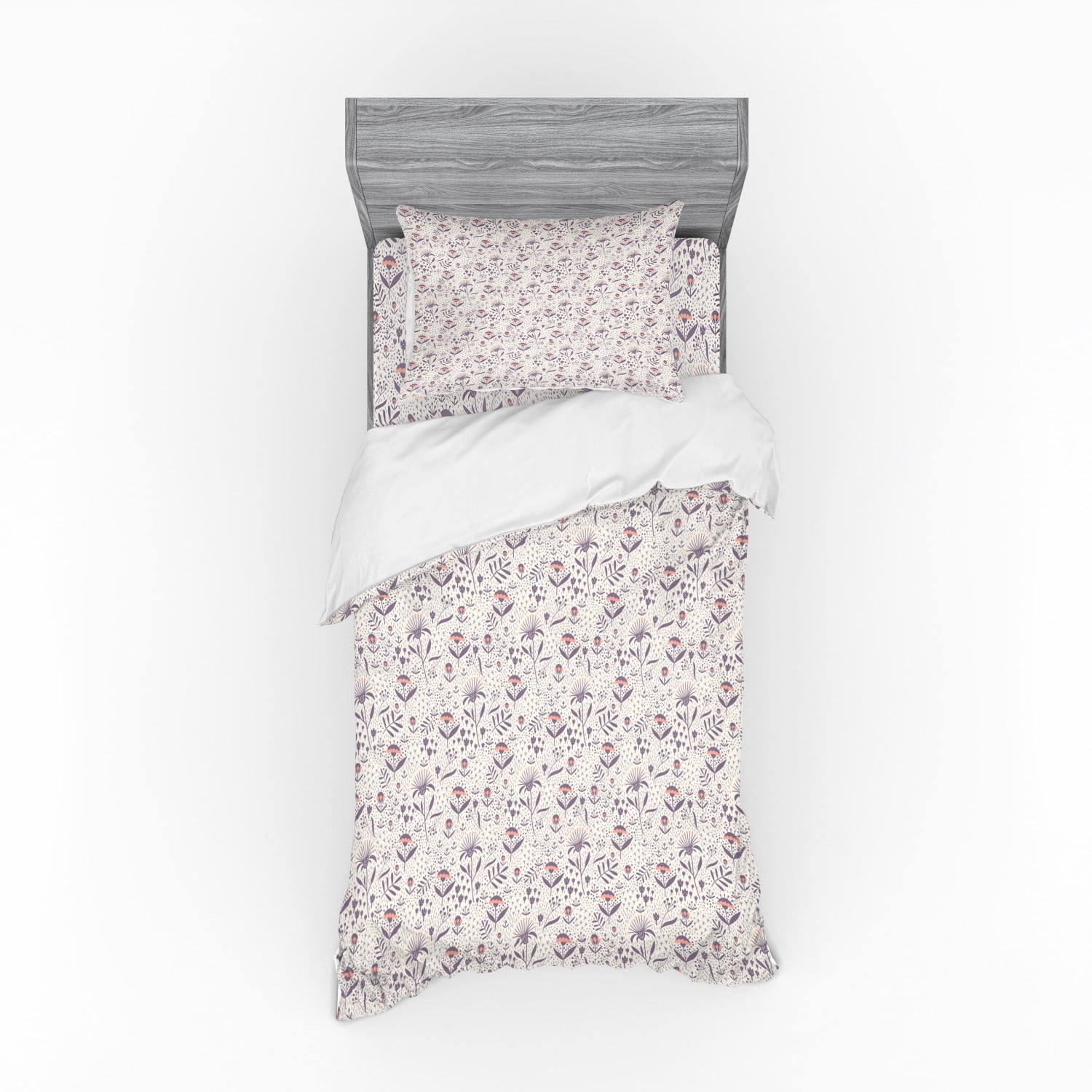 Ambesonne Flower Bedding Set 3 Pcs, Blossom Pattern on Off White, Twin ...