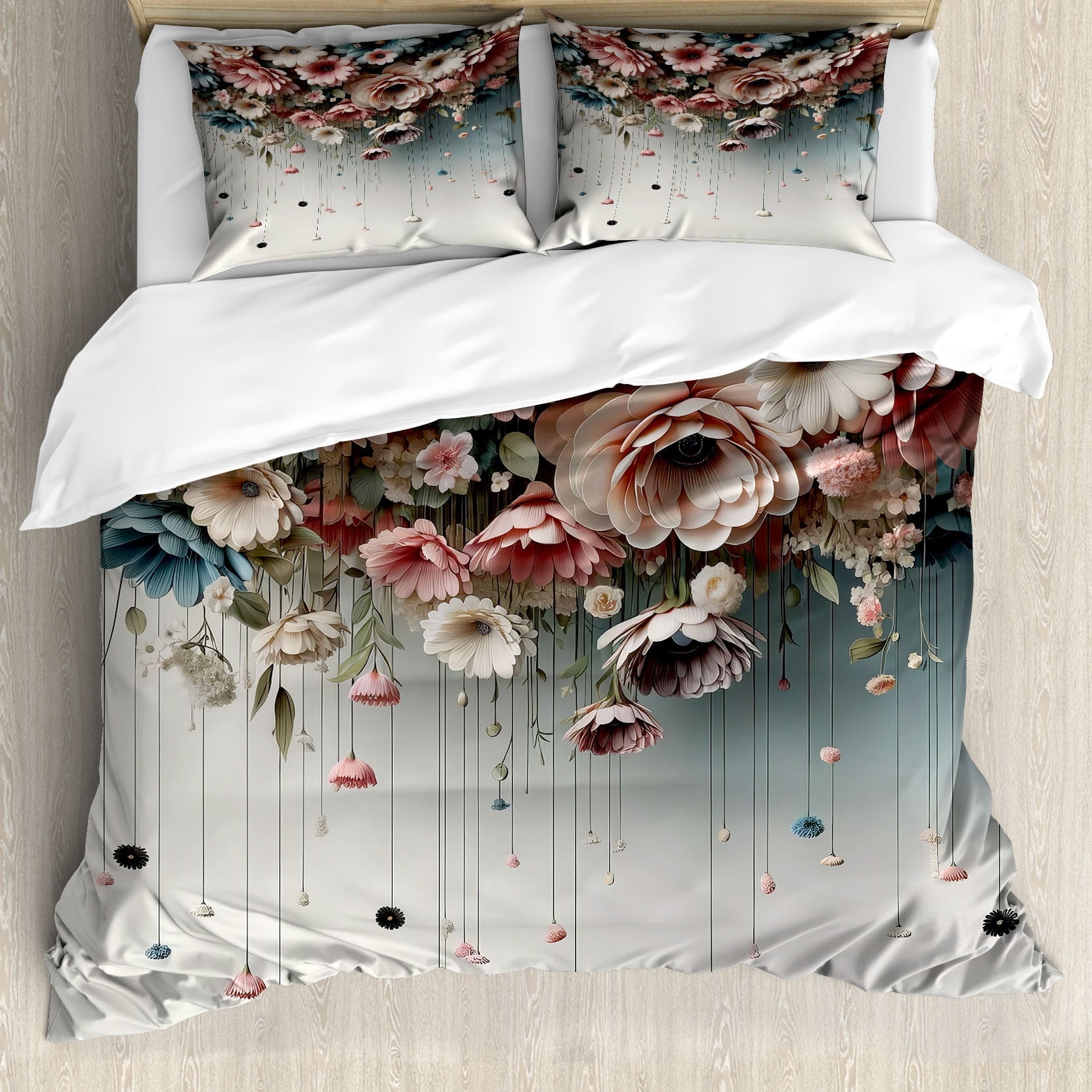 Ambesonne Flower Duvet Cover Set, Realistic Gentle Floral Boho, King ...