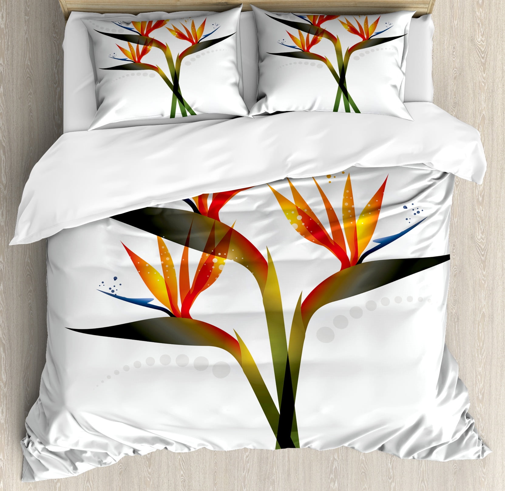 Ambesonne Flower Duvet Cover Sets, Ombre Tropical Garden, 2-Queen ...