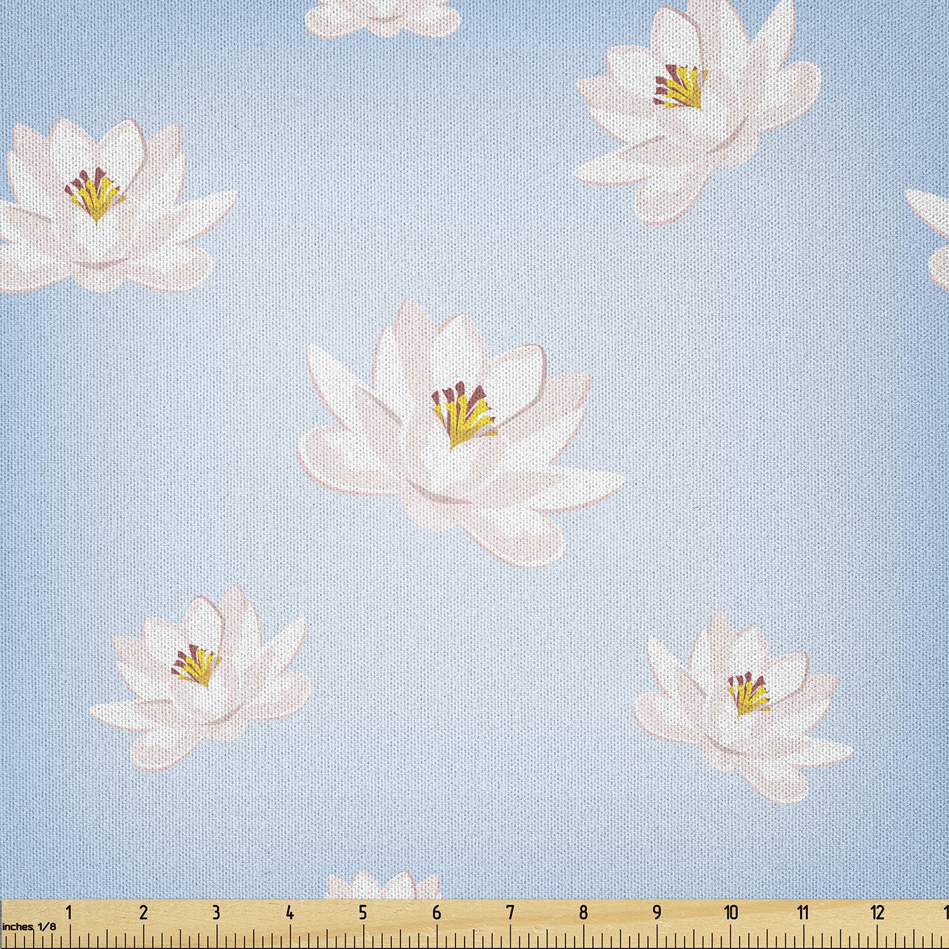 Ambesonne Flower Fabric by the Yard Microfiber, Cartoon Water Lily, 10 ...