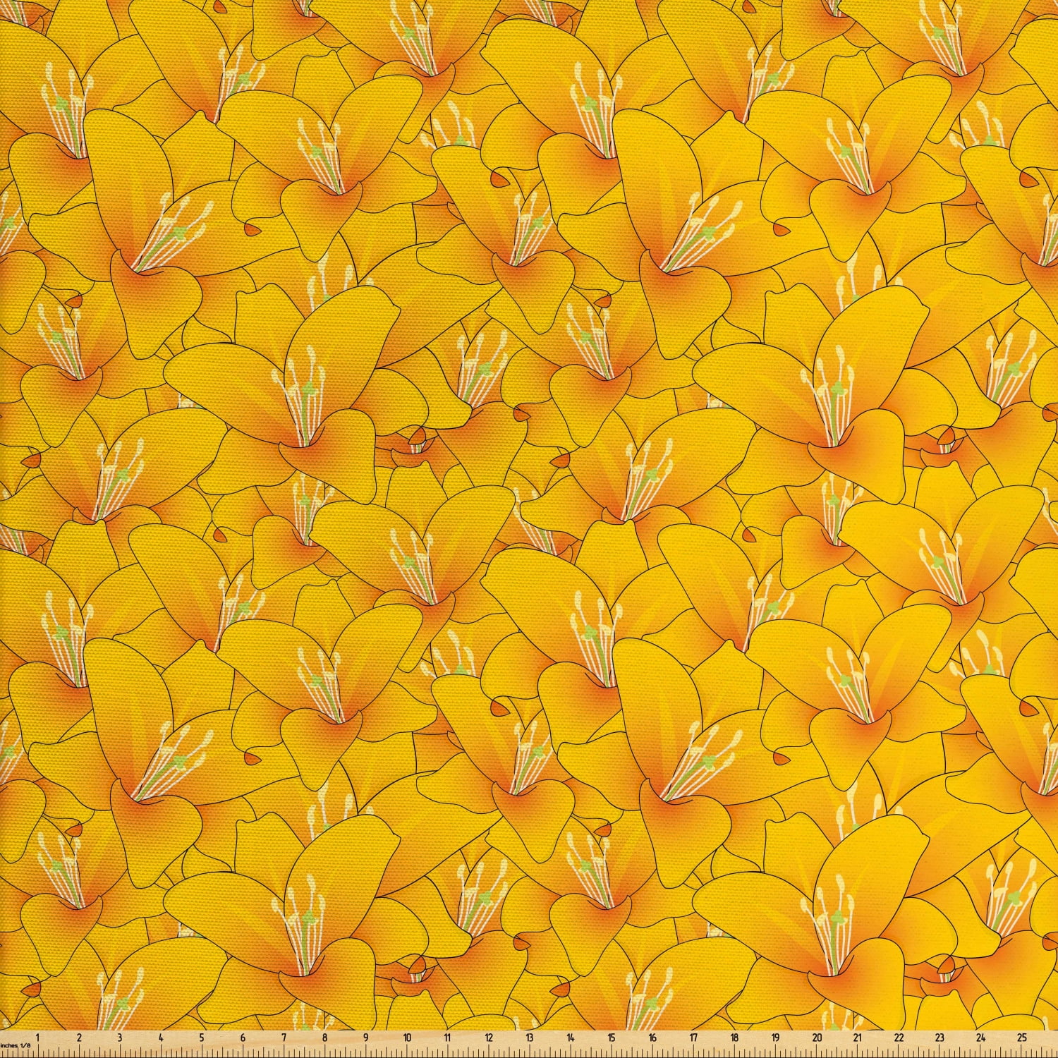 Ambesonne Flower Fabric by the Yard Upholstery, Blooming Orange Lily ...