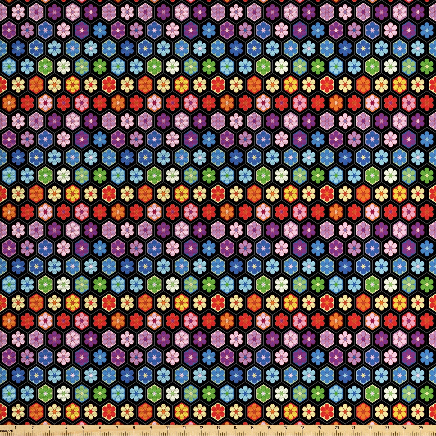 Ambesonne Flower Fabric by the Yard Upholstery, Colorful Daisy Blooms ...