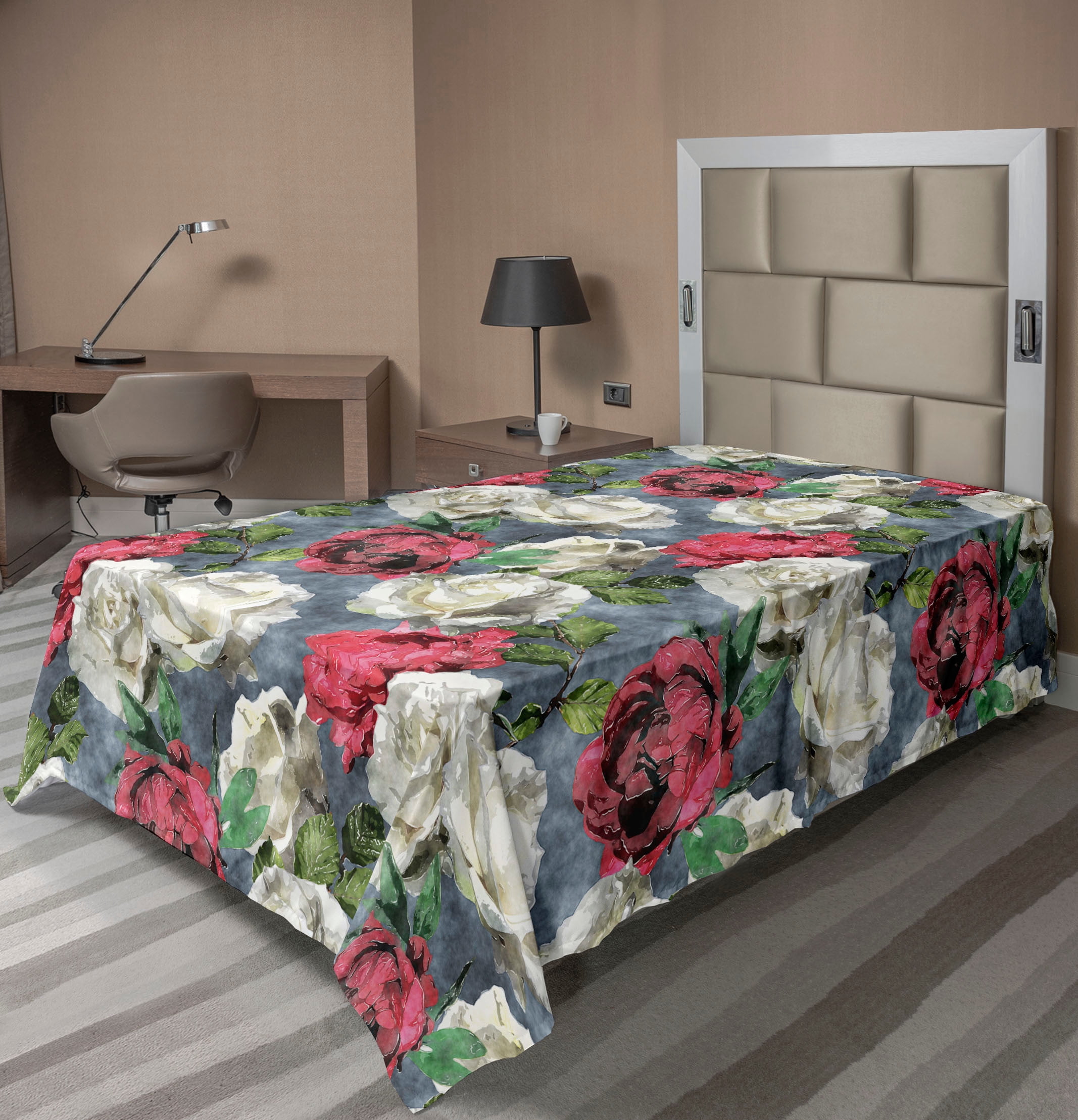 Ambesonne Flower Flat Bedding Sheet Soft Top Sheet, Romantic Roses ...