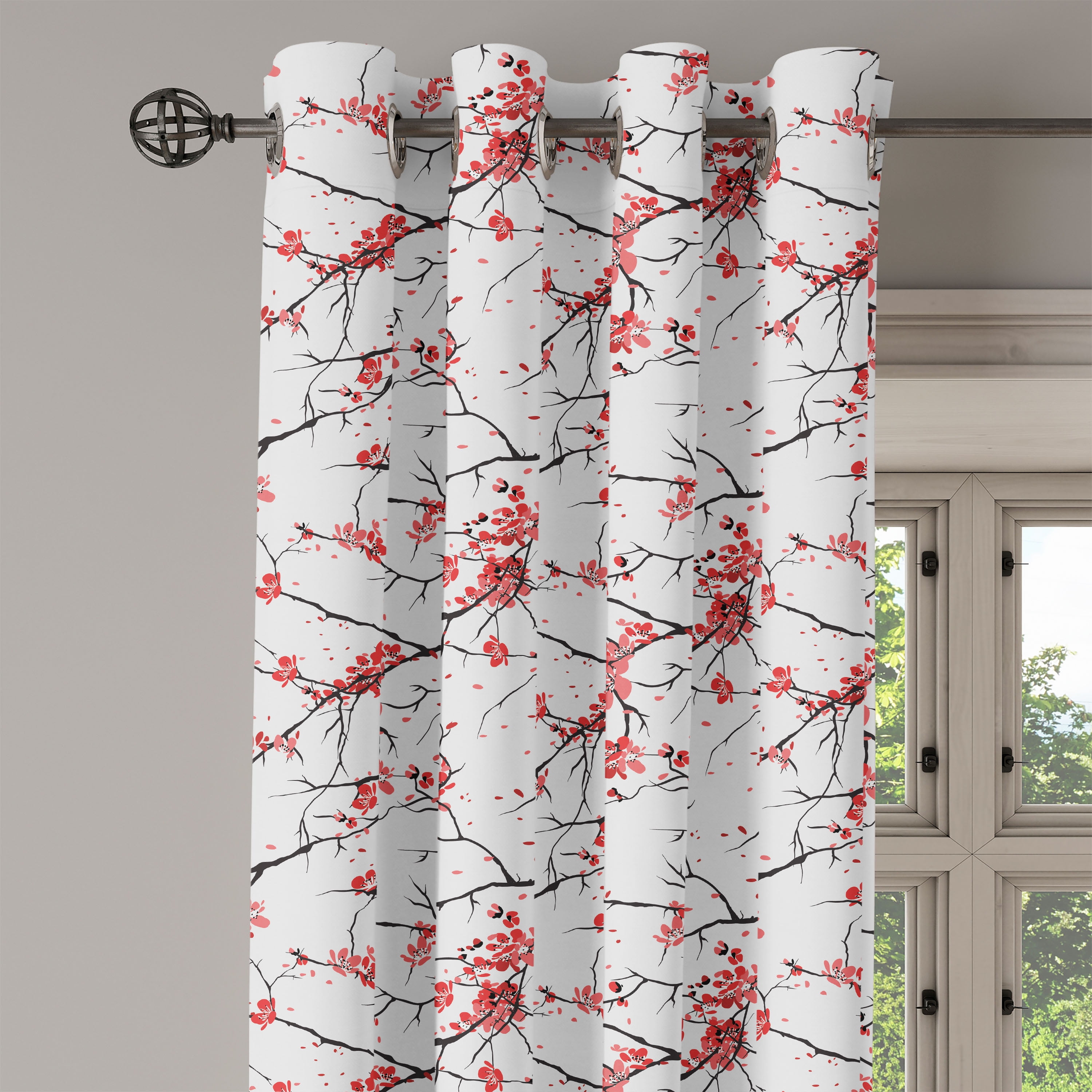 Ambesonne Flower Grommet Curtain Single Panel, Windy April Weather, 50 ...