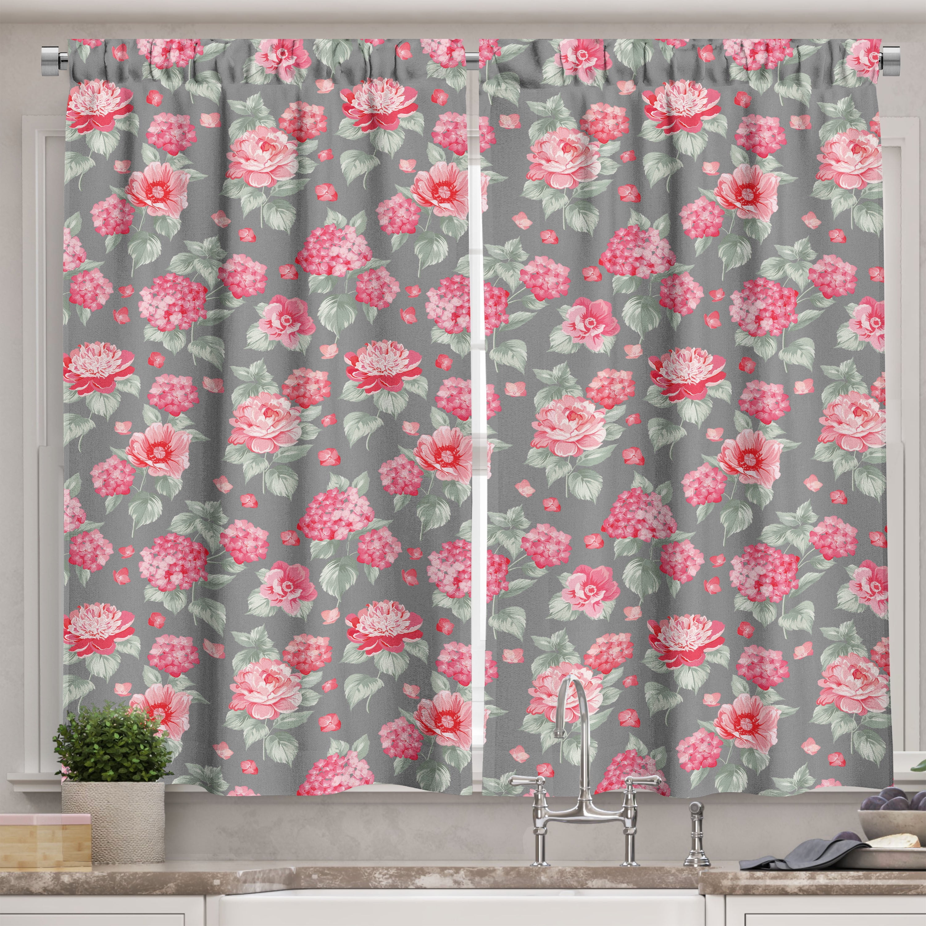 Ambesonne Flower Kitchen Curtains, Romantic Bridal Bouquets, 55"x39 ...