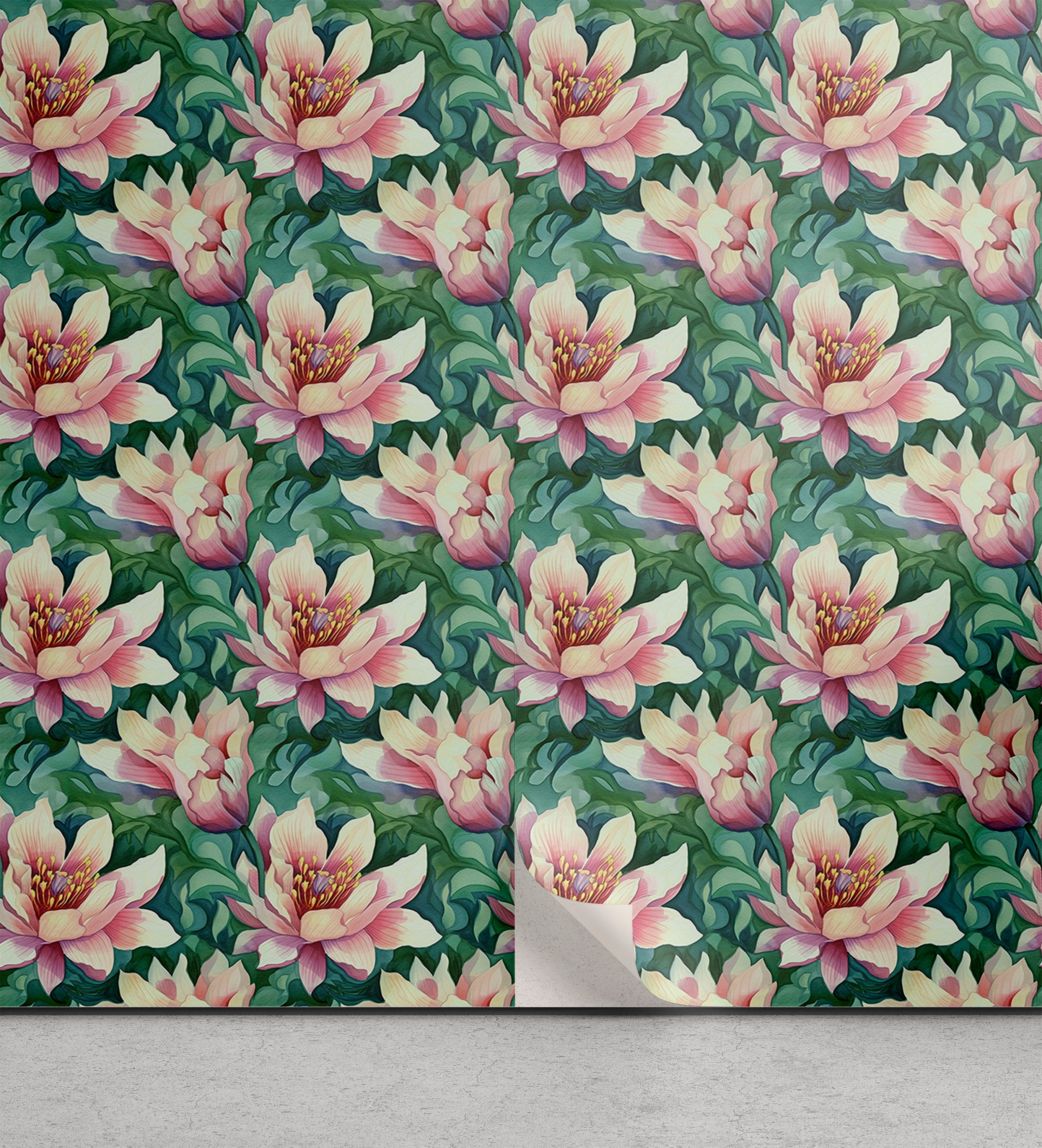 Ambesonne Flower Pattern Peel & Stick Wallpaper for Home, Painting Look ...