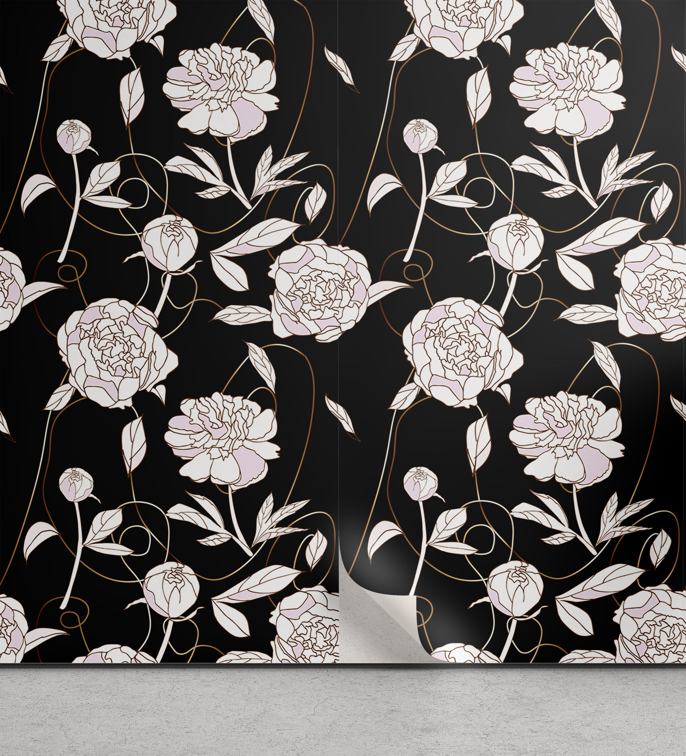 Ambesonne Flower Peel & Stick Wallpaper for Home, Botany Peonies ...