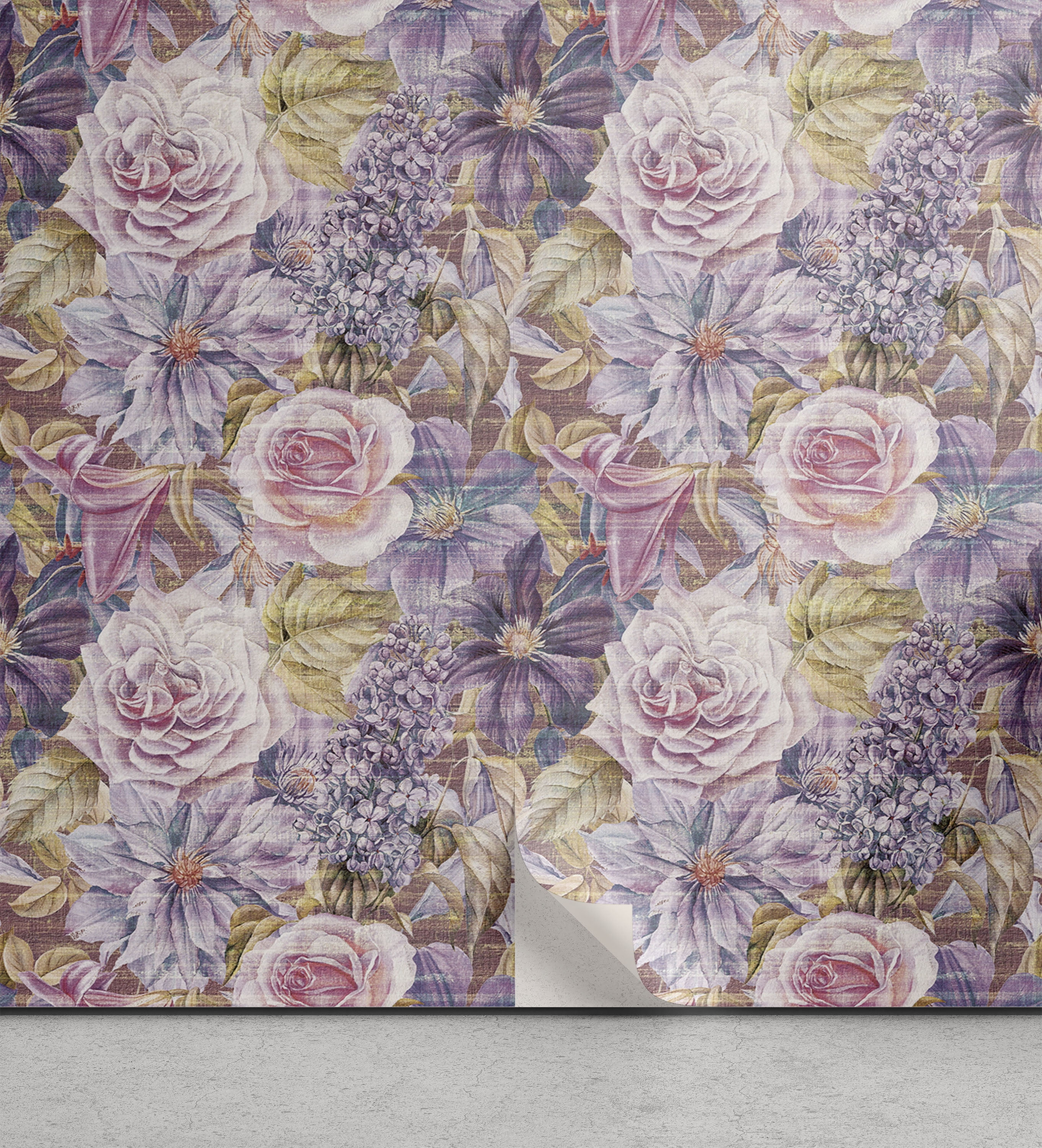 Ambesonne Flower Peel & Stick Wallpaper for Home, Roses Lilies Lilacs ...