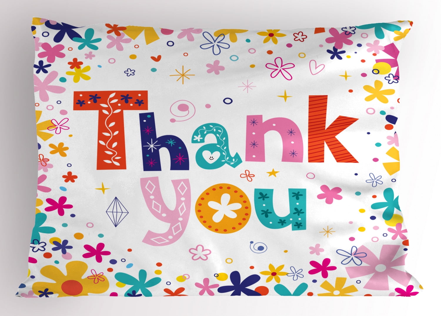 Ambesonne Flower Pillow Sham, Words with Blossoms, 26" X 20 ...