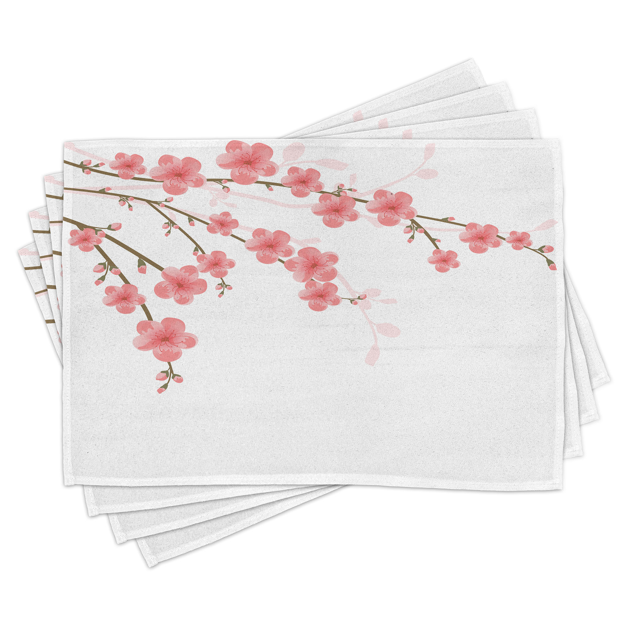 Ambesonne Flower Place Mats Set of 4, Cherry Blossom Art, Standard Size ...
