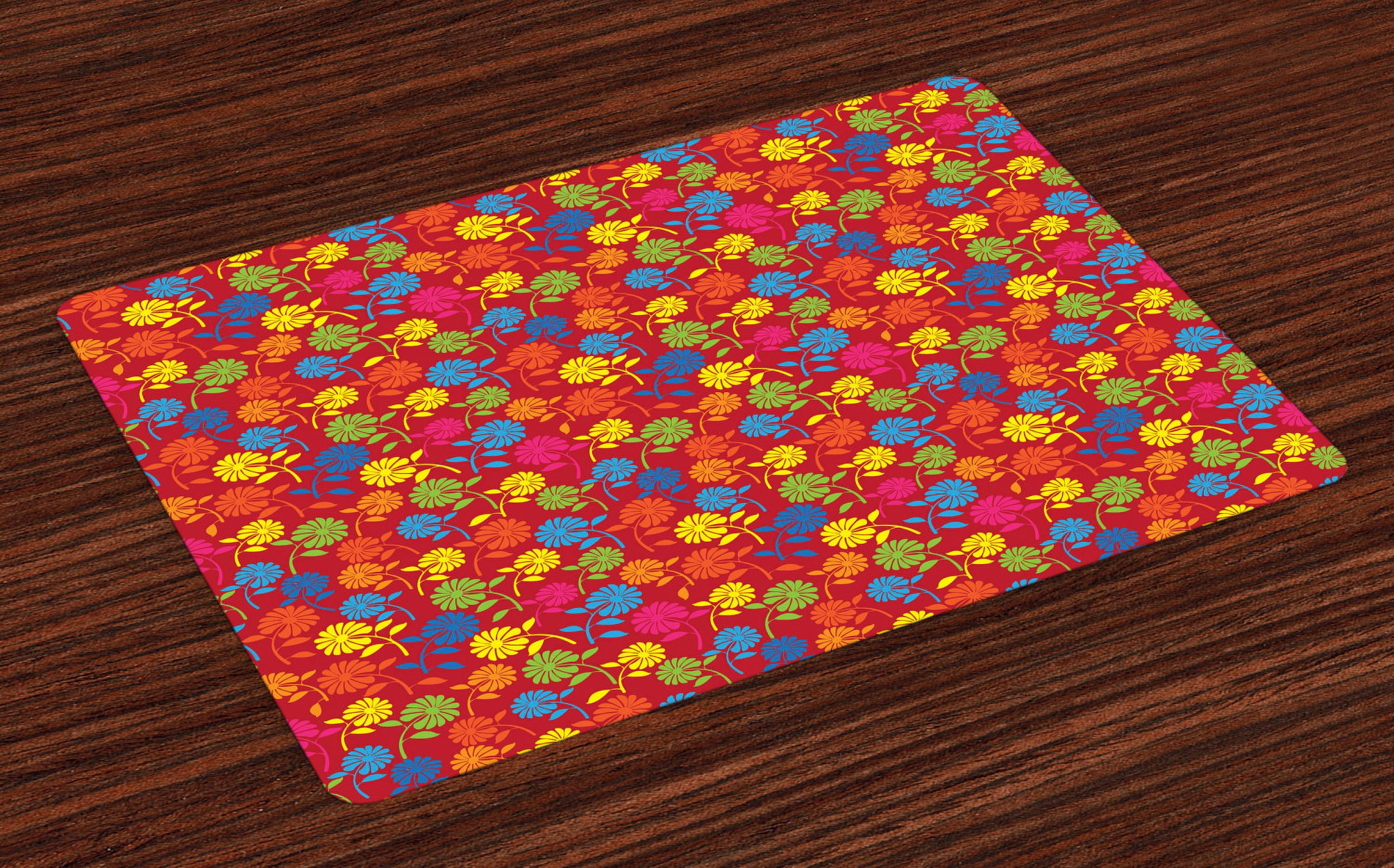 Ambesonne Flower Place Mats Set of 4, Colorful Blooming Daisy, Standard ...