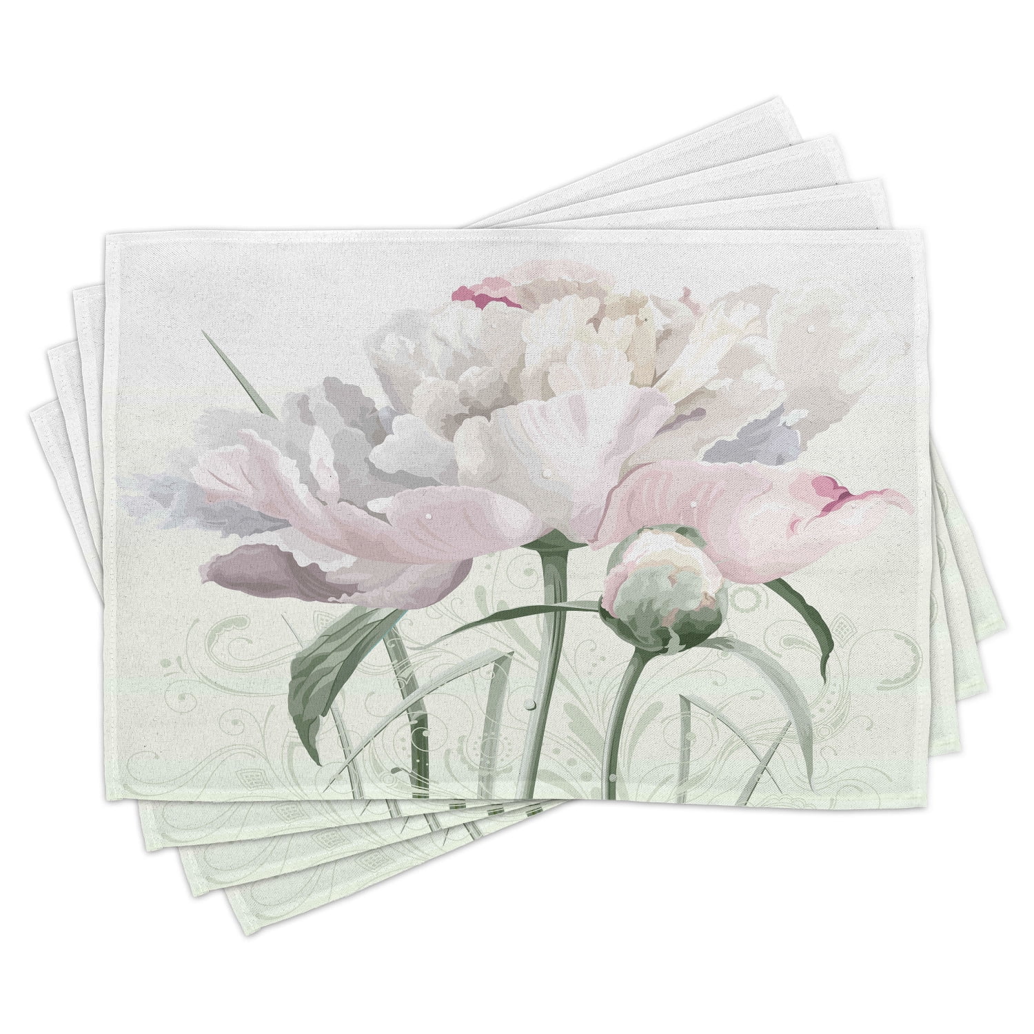 Ambesonne Flower Place Mats Set of 4, Pink Rose Tulip Abstract ...