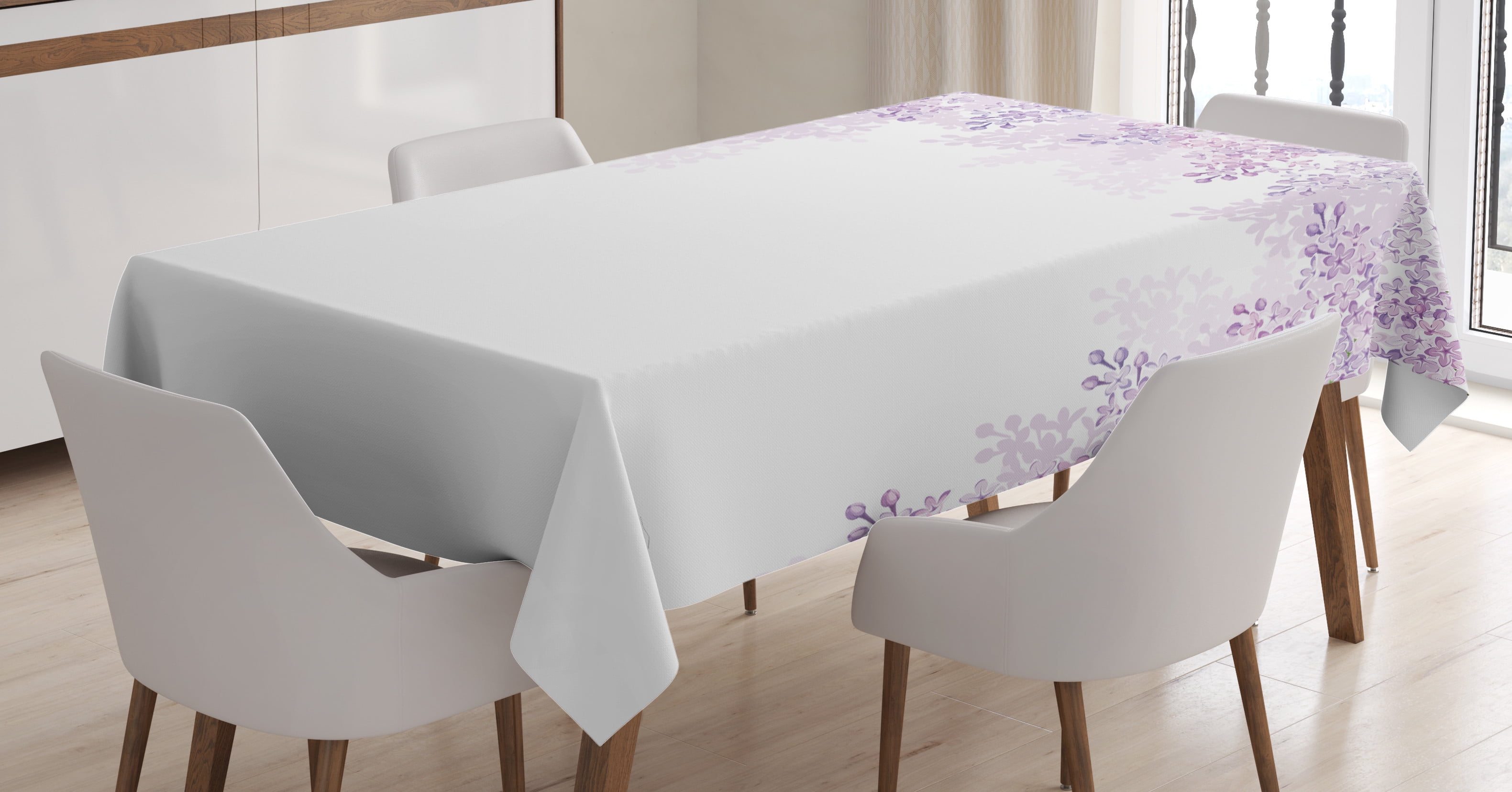 Ambesonne Flower Tablecloth Rectangular Table Cover, Lilac Blossoms ...