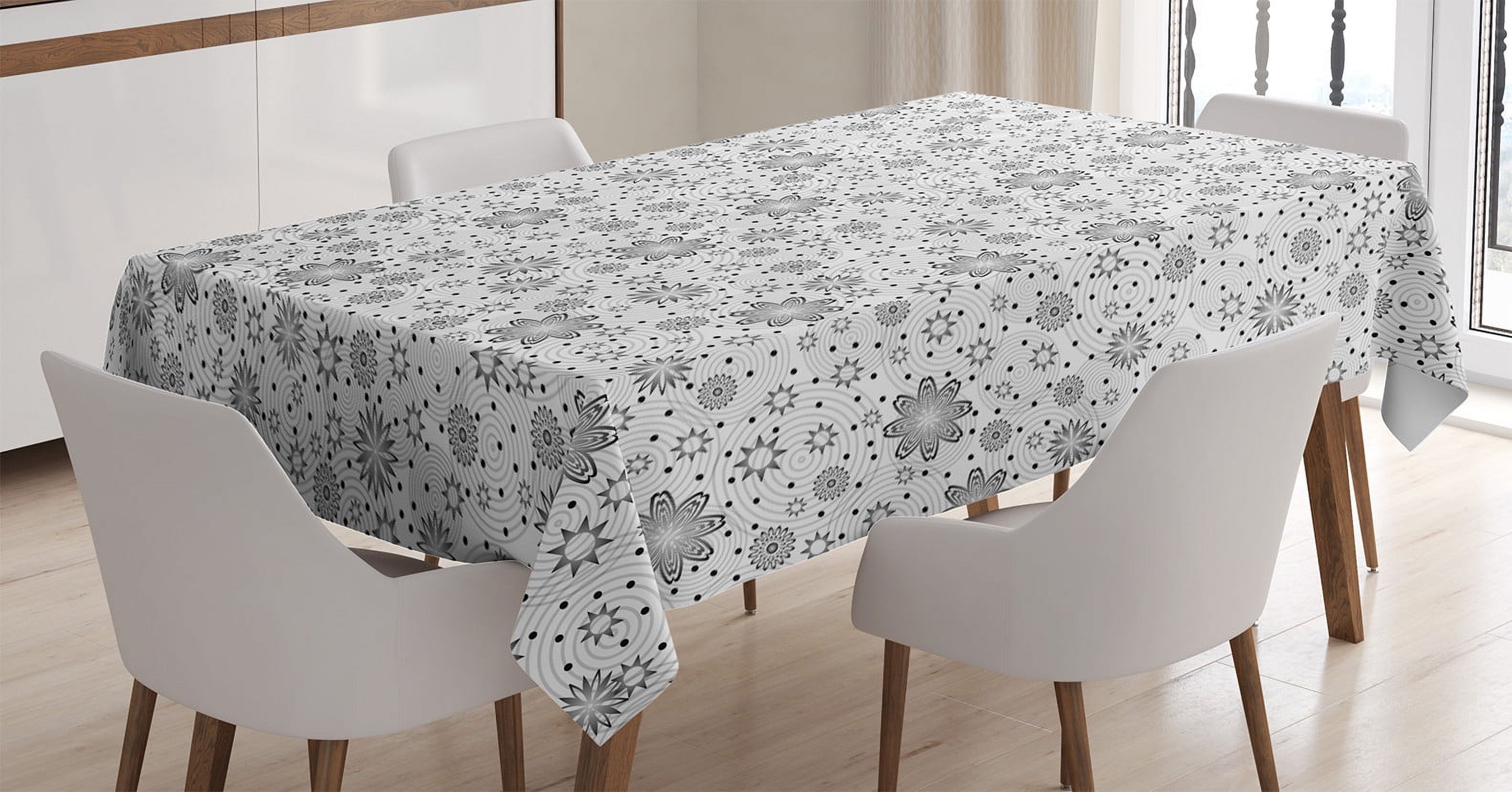 Ambesonne Flower Tablecloth Rectangular Table Cover, Rotary Round Rings ...