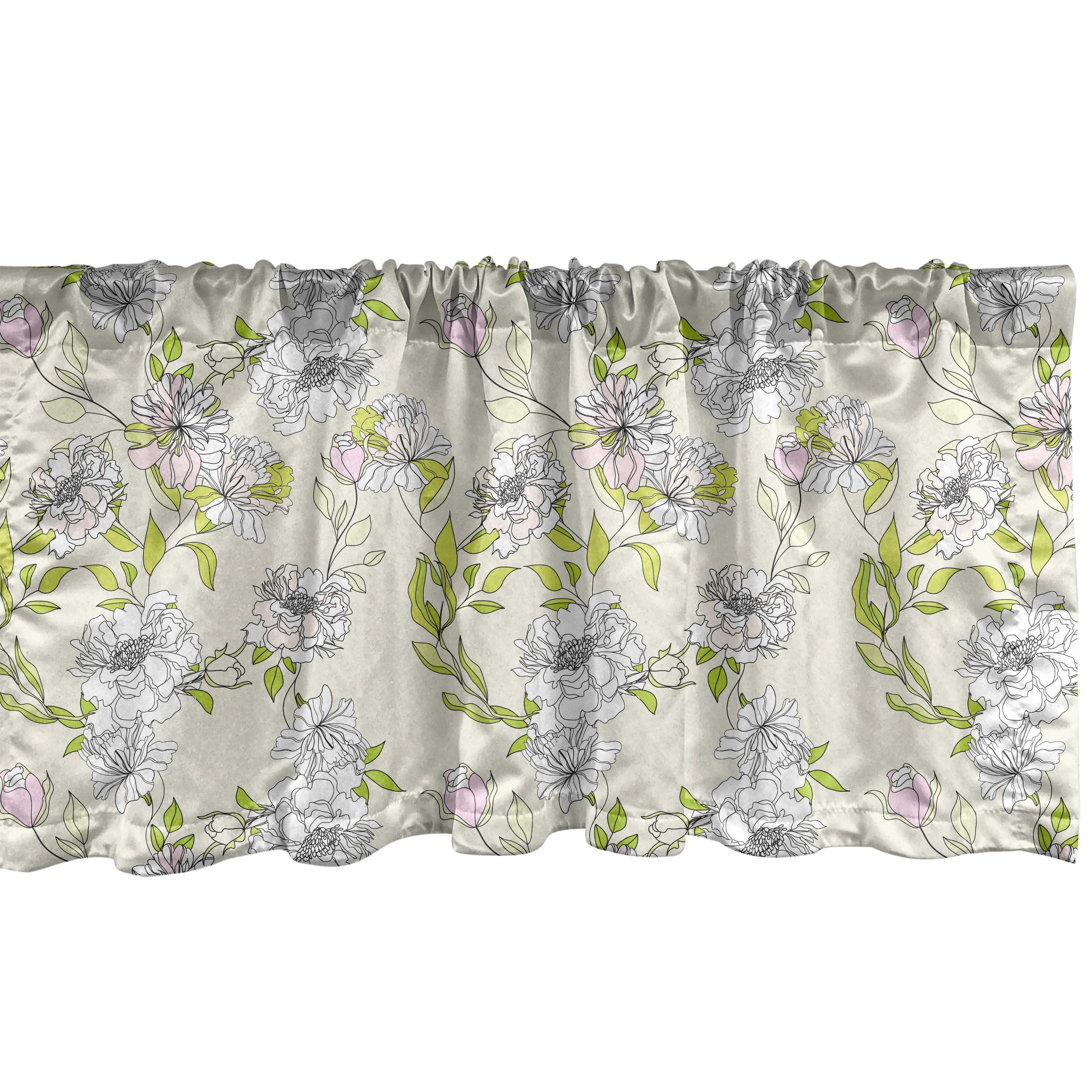 Ambesonne Flower Valance Pack of 2, Romantic Floral Leaves Art, 42"X18 ...