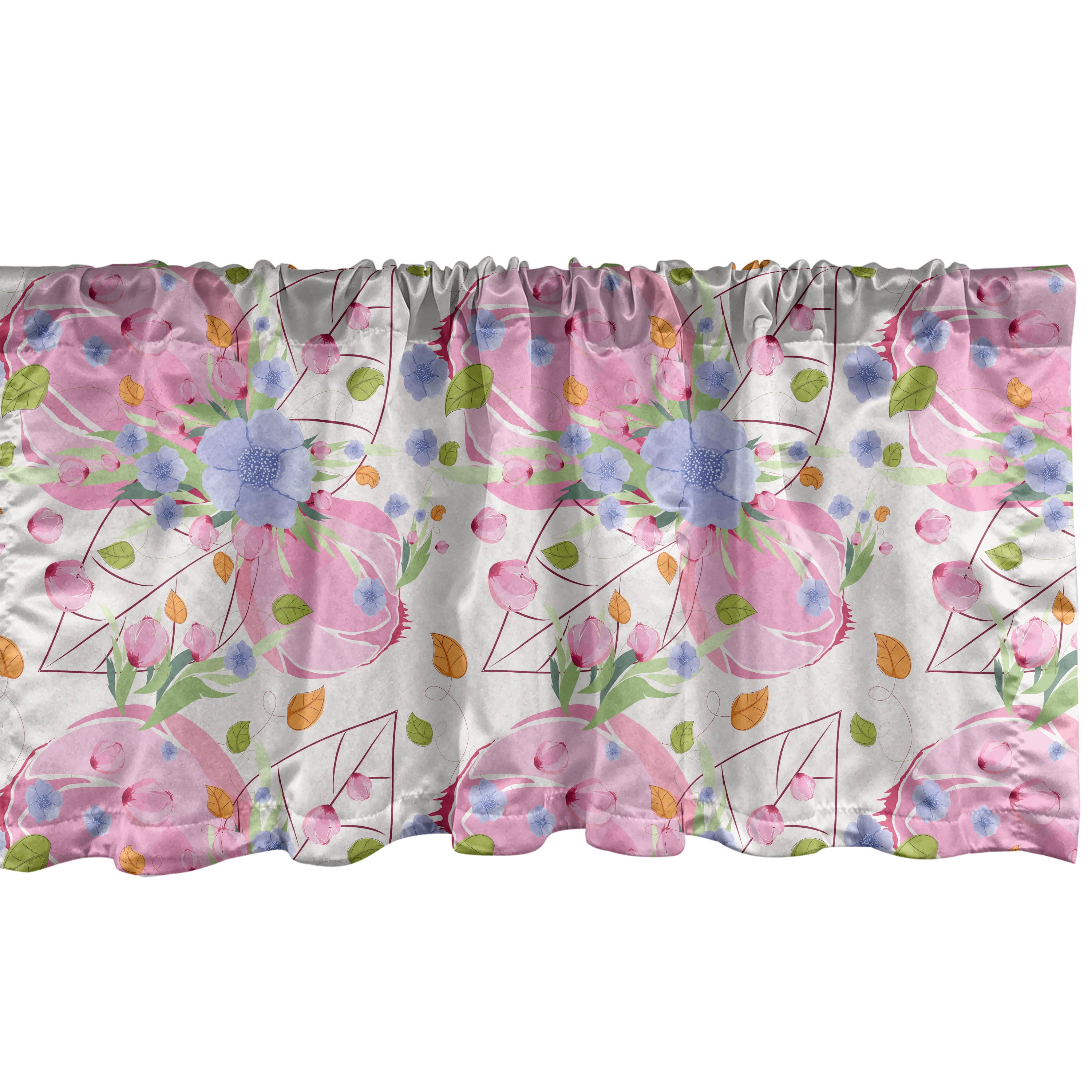 Ambesonne Flower Window Valance, Fresh Garden of Spring Theme Nature ...