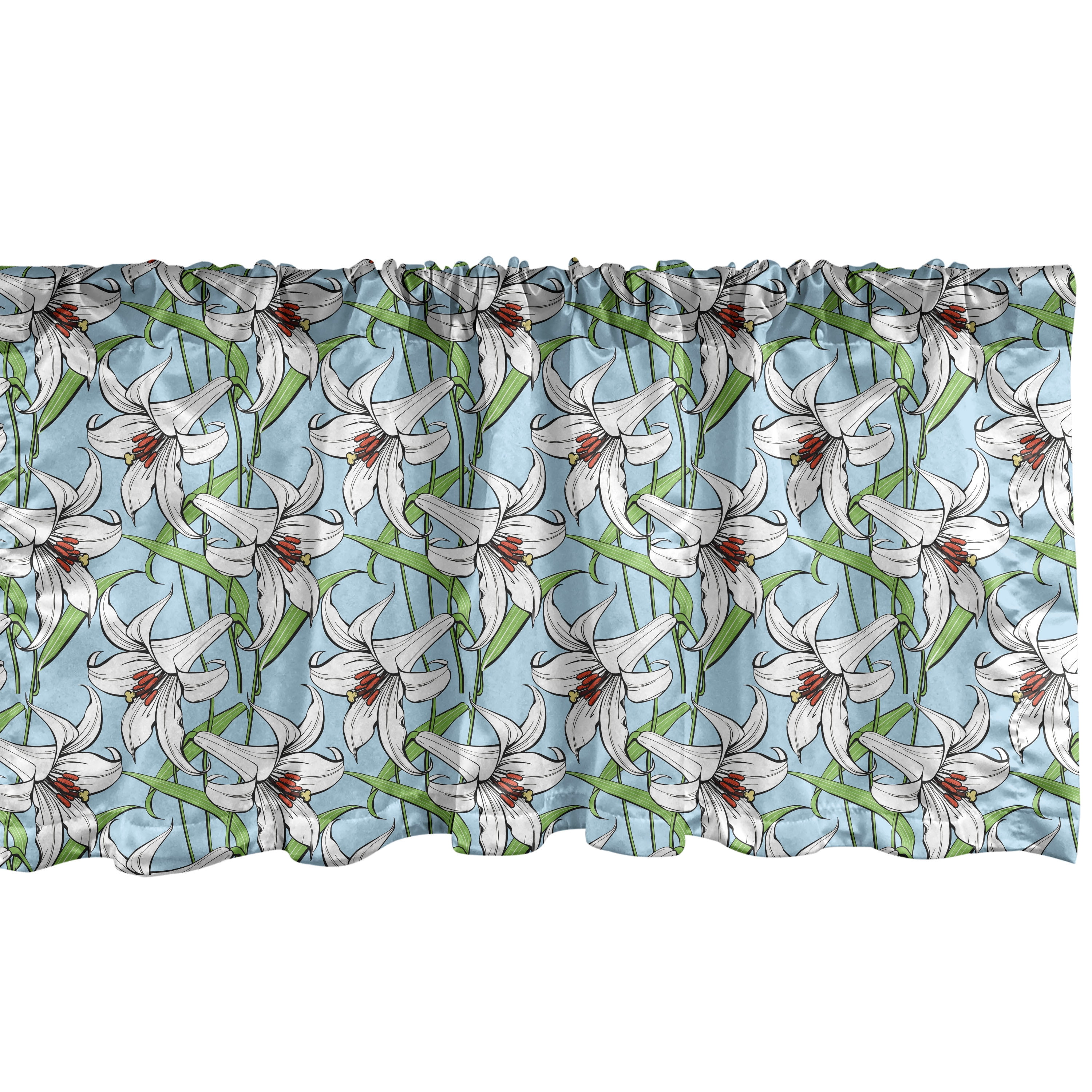 Ambesonne Flower Window Valance, Pattern with Flourishing Lilies Garden ...