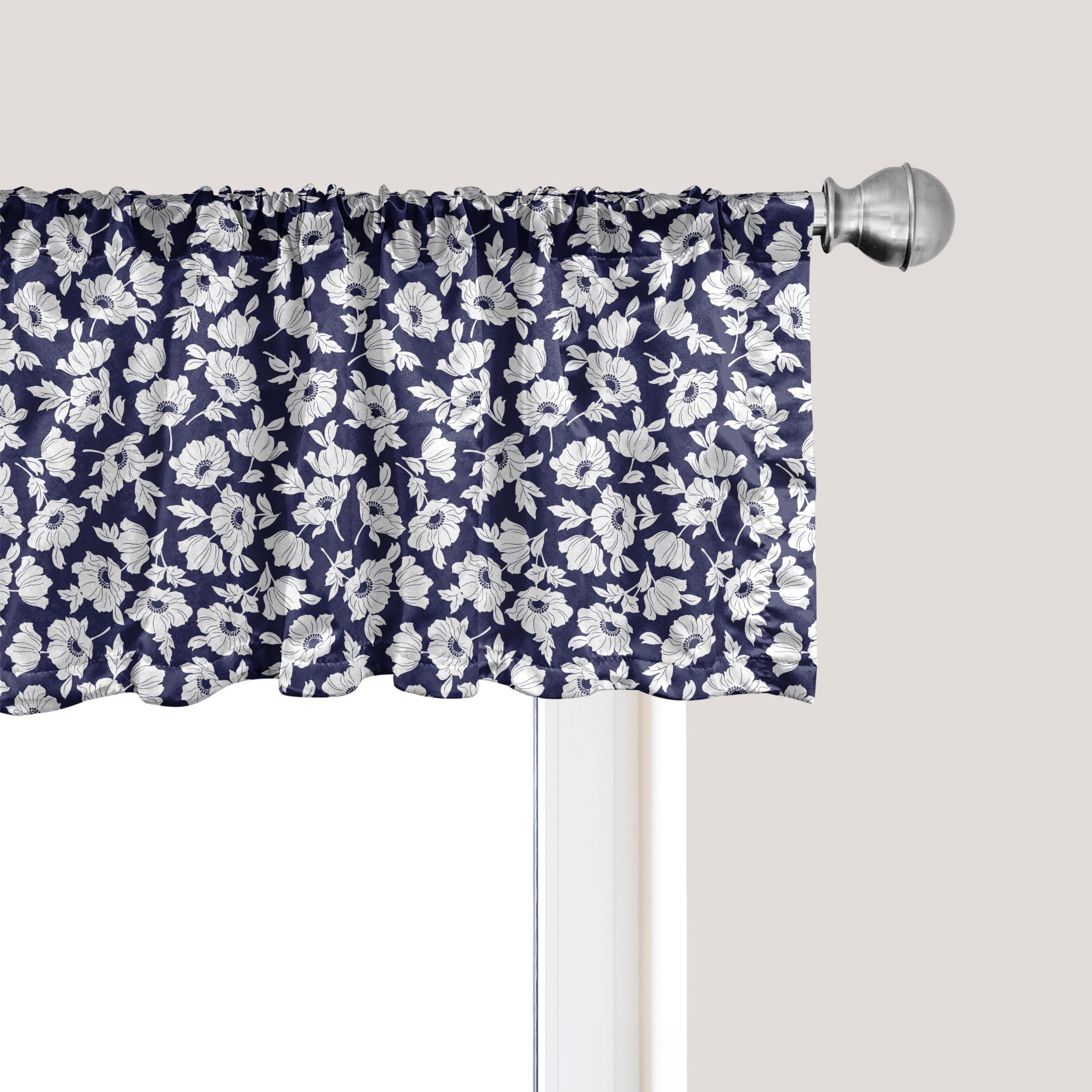 Ambesonne Flower Window Valance, Poppy Corsage Spring Theme, 54" X 12 ...