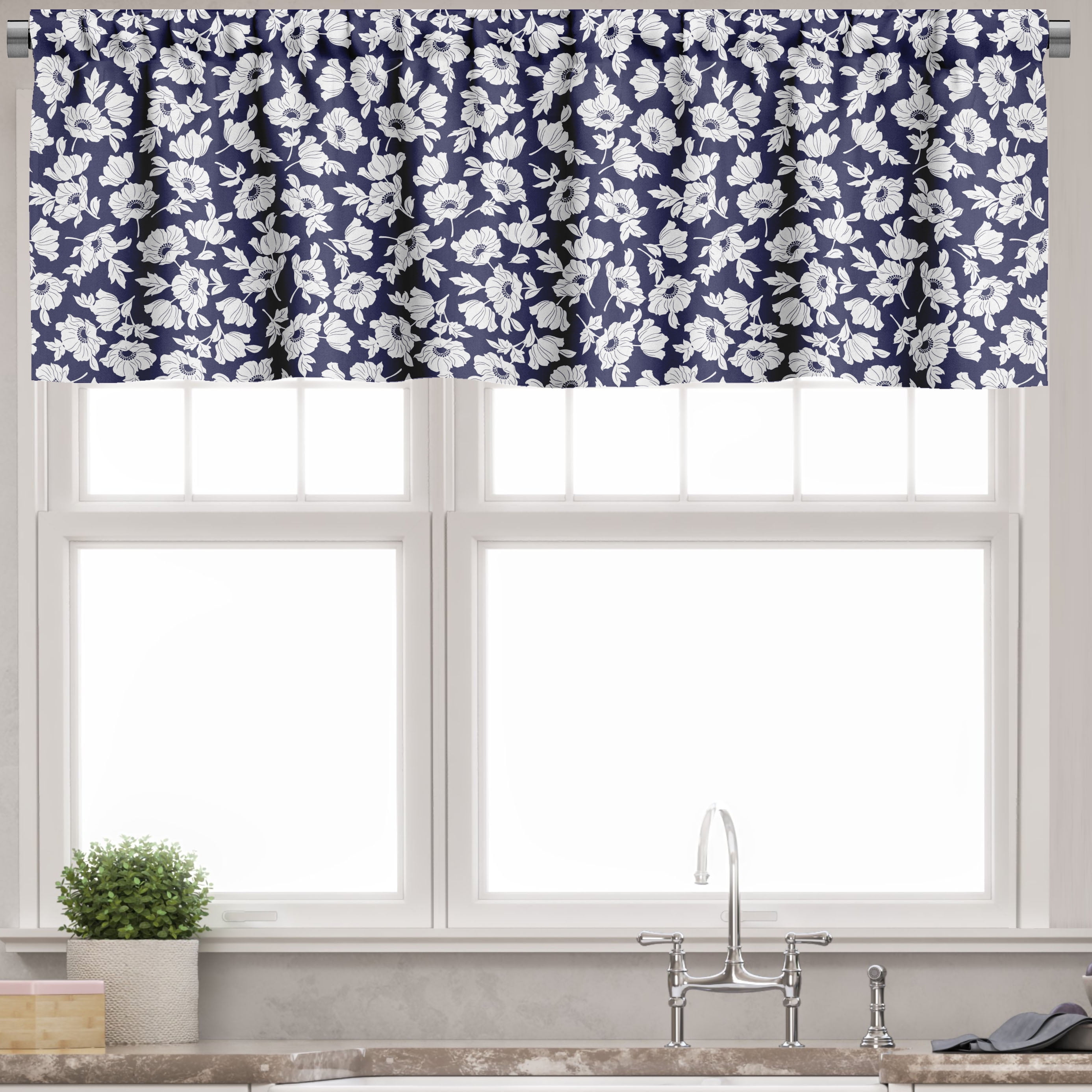 Ambesonne Flower Window Valance, Poppy Corsage Spring Theme, 54" X 12 ...
