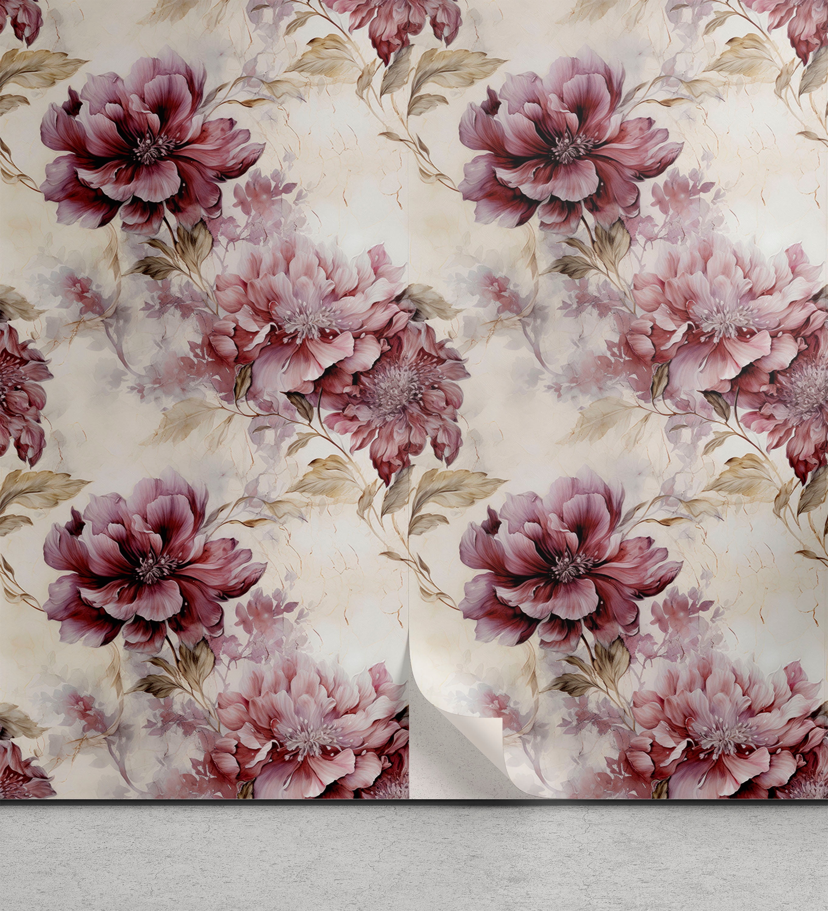 Ambesonne Flowers Peel & Stick Wallpaper for Home, Vintage and Romantic ...