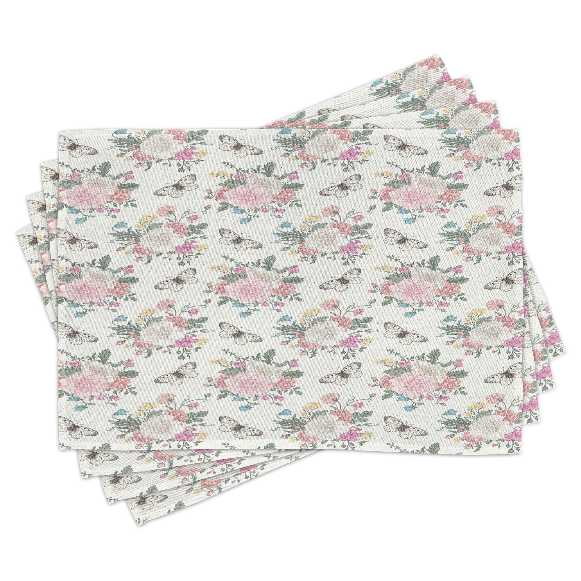 Ambesonne Flowers Place Mats Set of 4, Roses Bouquet, Standard Size ...