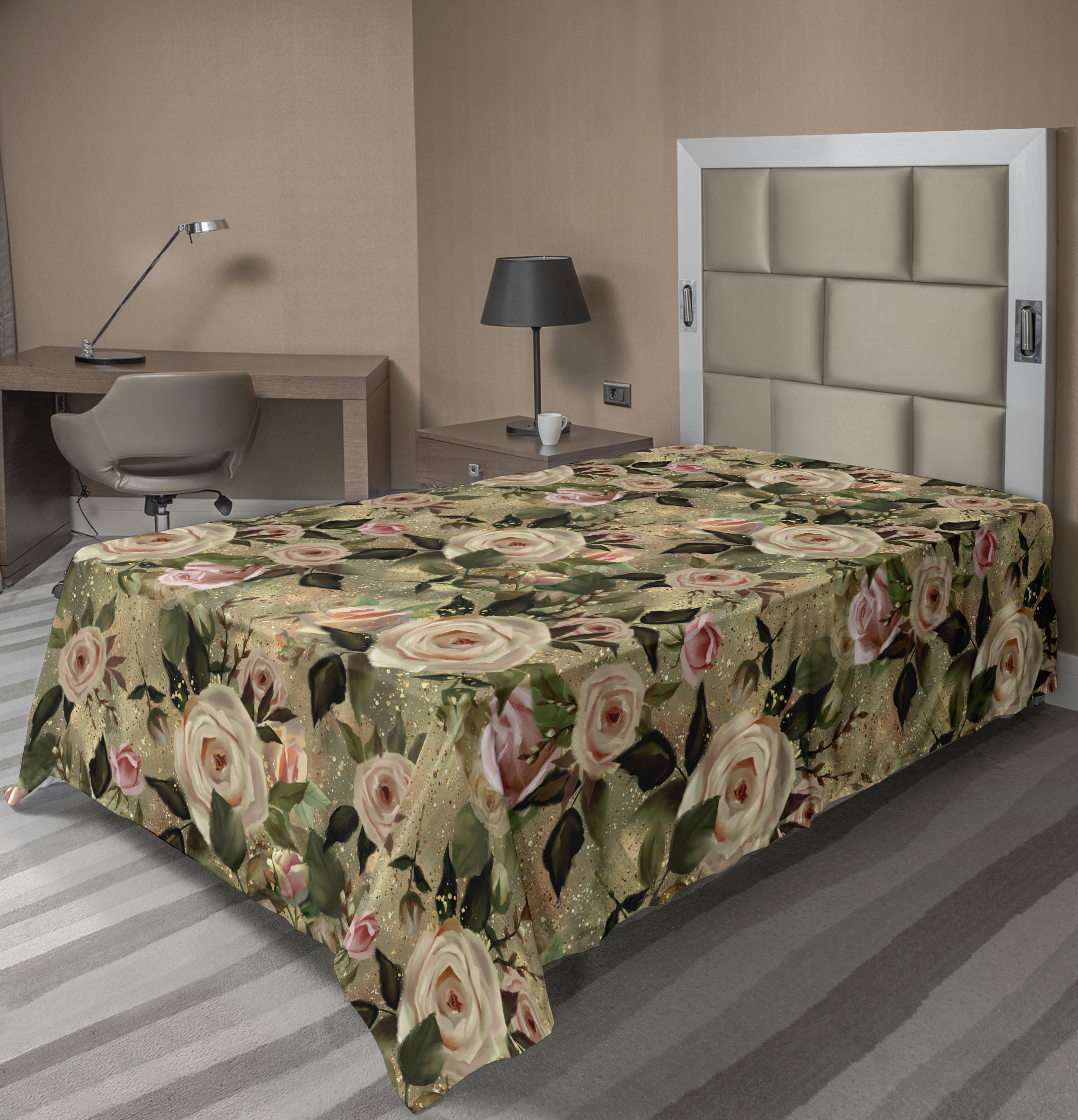 Ambesonne Flowers Print Flat Bedding Sheet Soft Top Sheet, Countryside ...