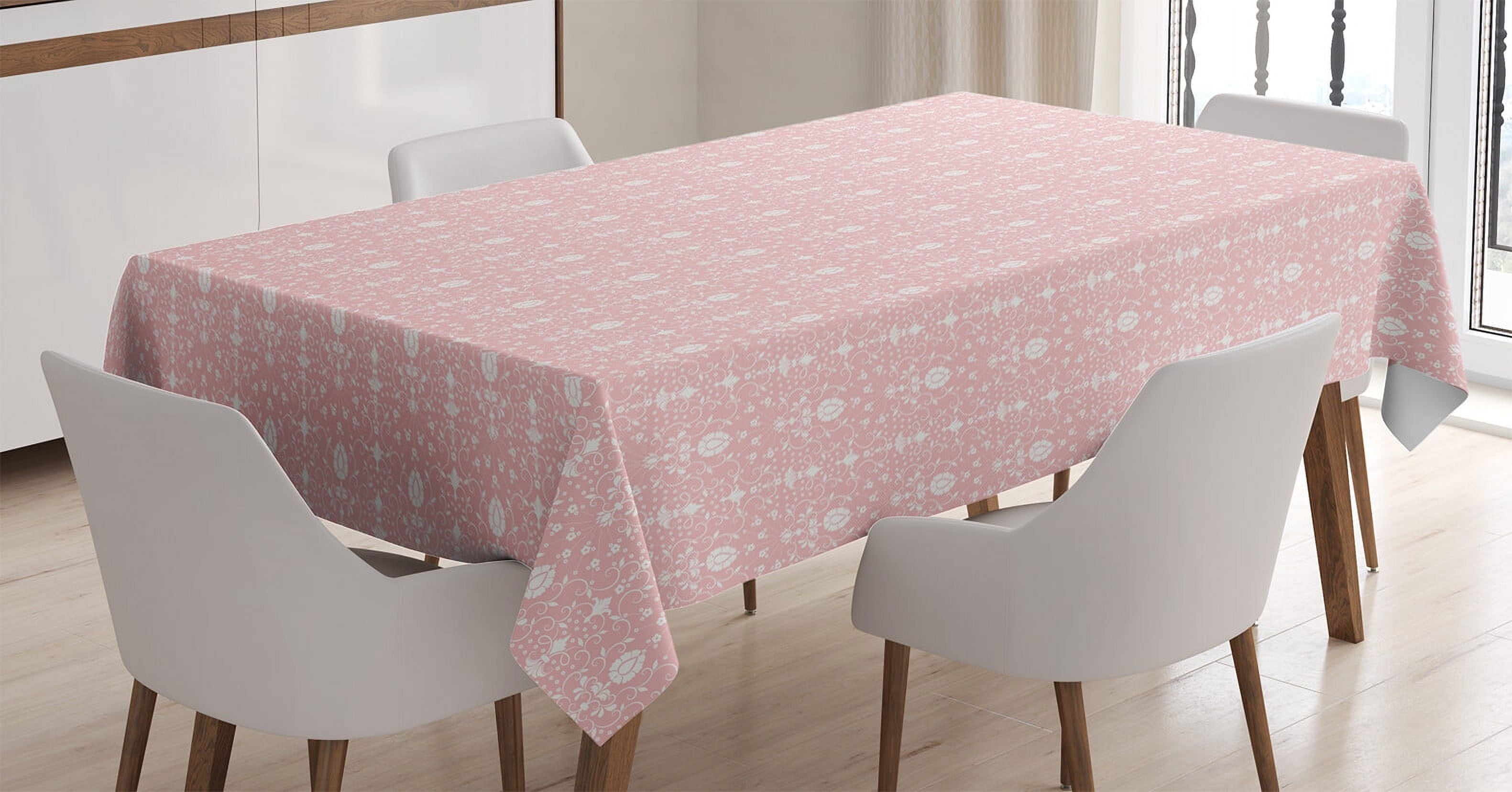 Ambesonne Flowers Tablecloth Rectangular Table Cover, Vintage Damask ...