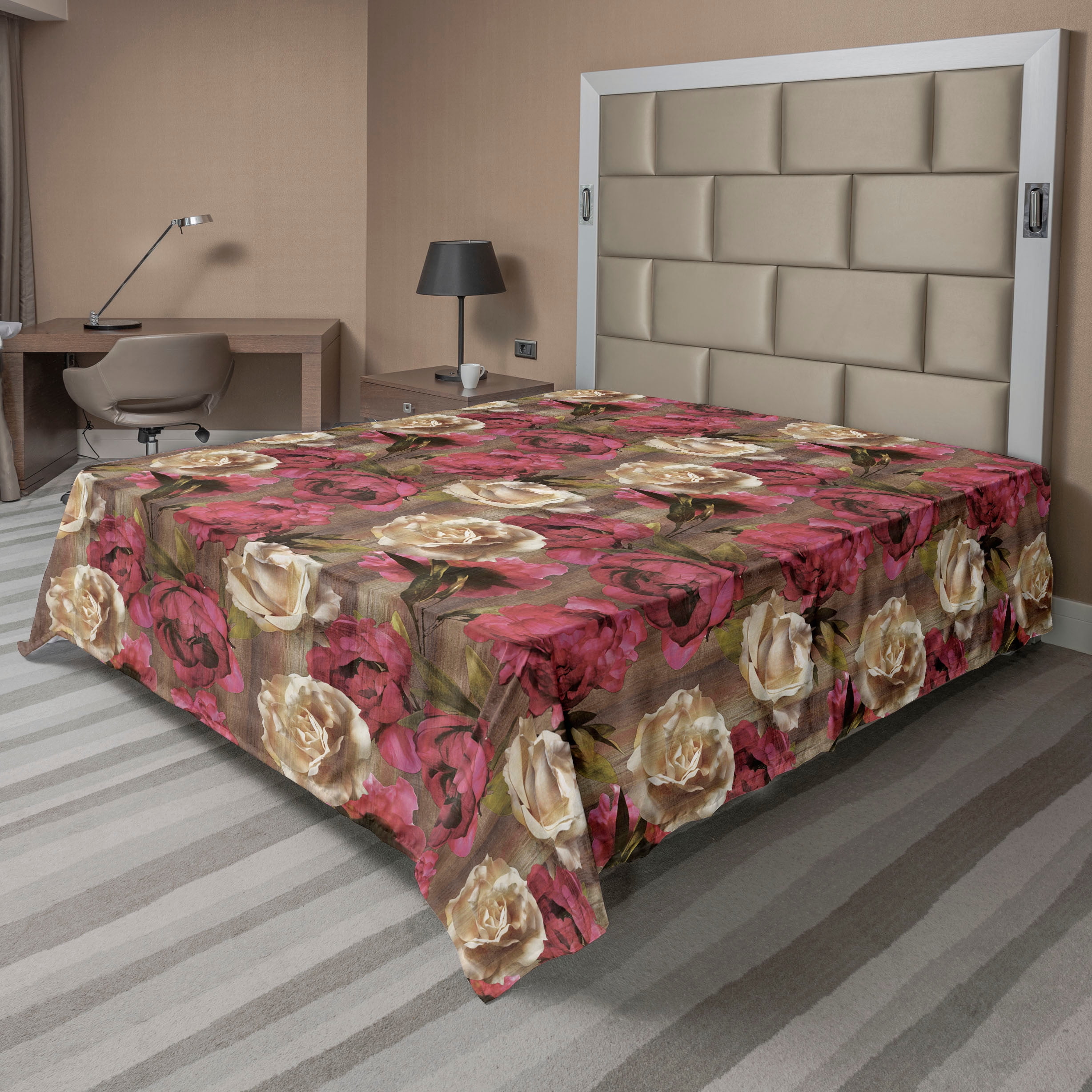 Ambesonne Flowers Vintage Flat Bedding Sheet Soft Top Sheet, Nostalgic ...