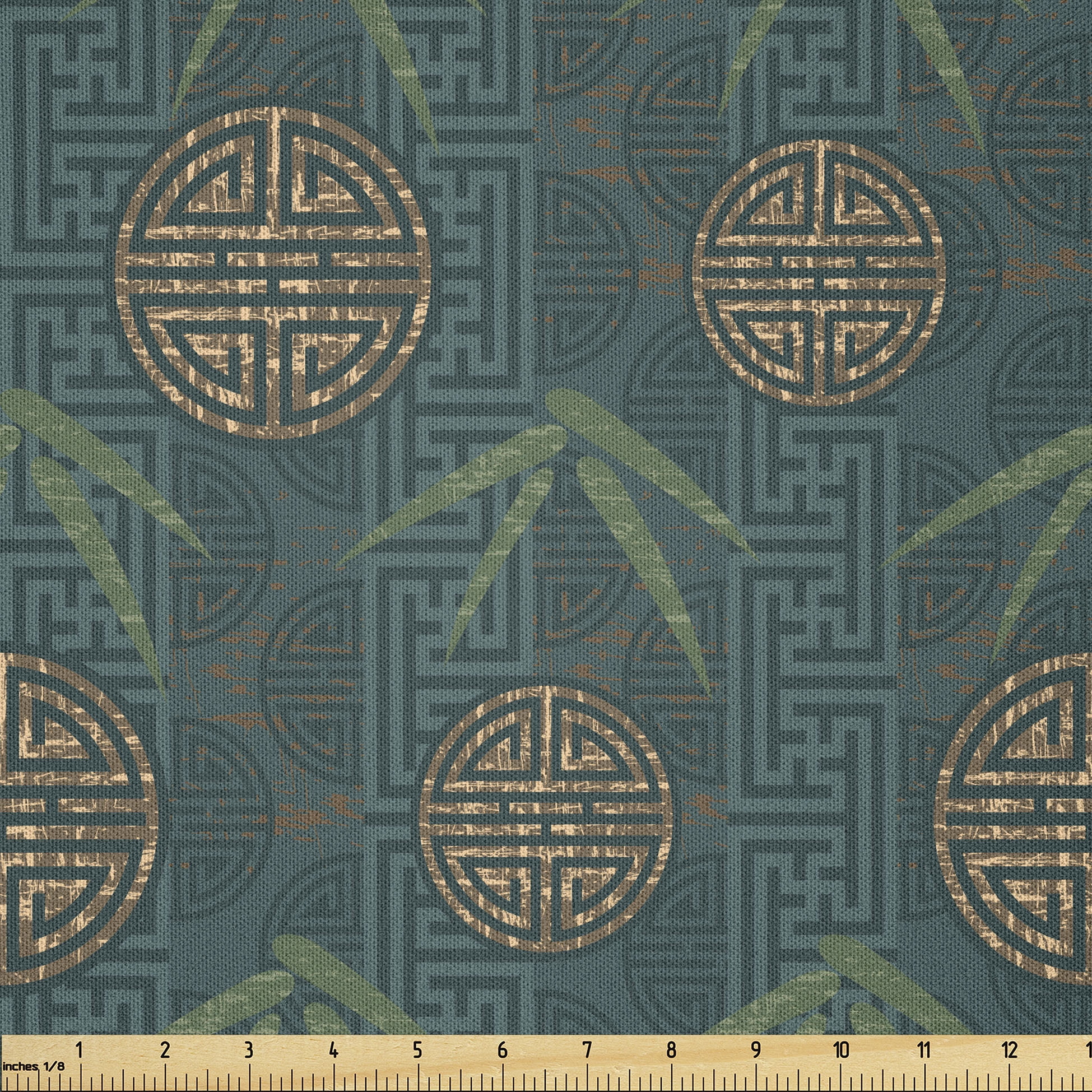 Ambesonne Folk Art Fabric by the Yard Microfiber, Eastern Ethnic Forms ...