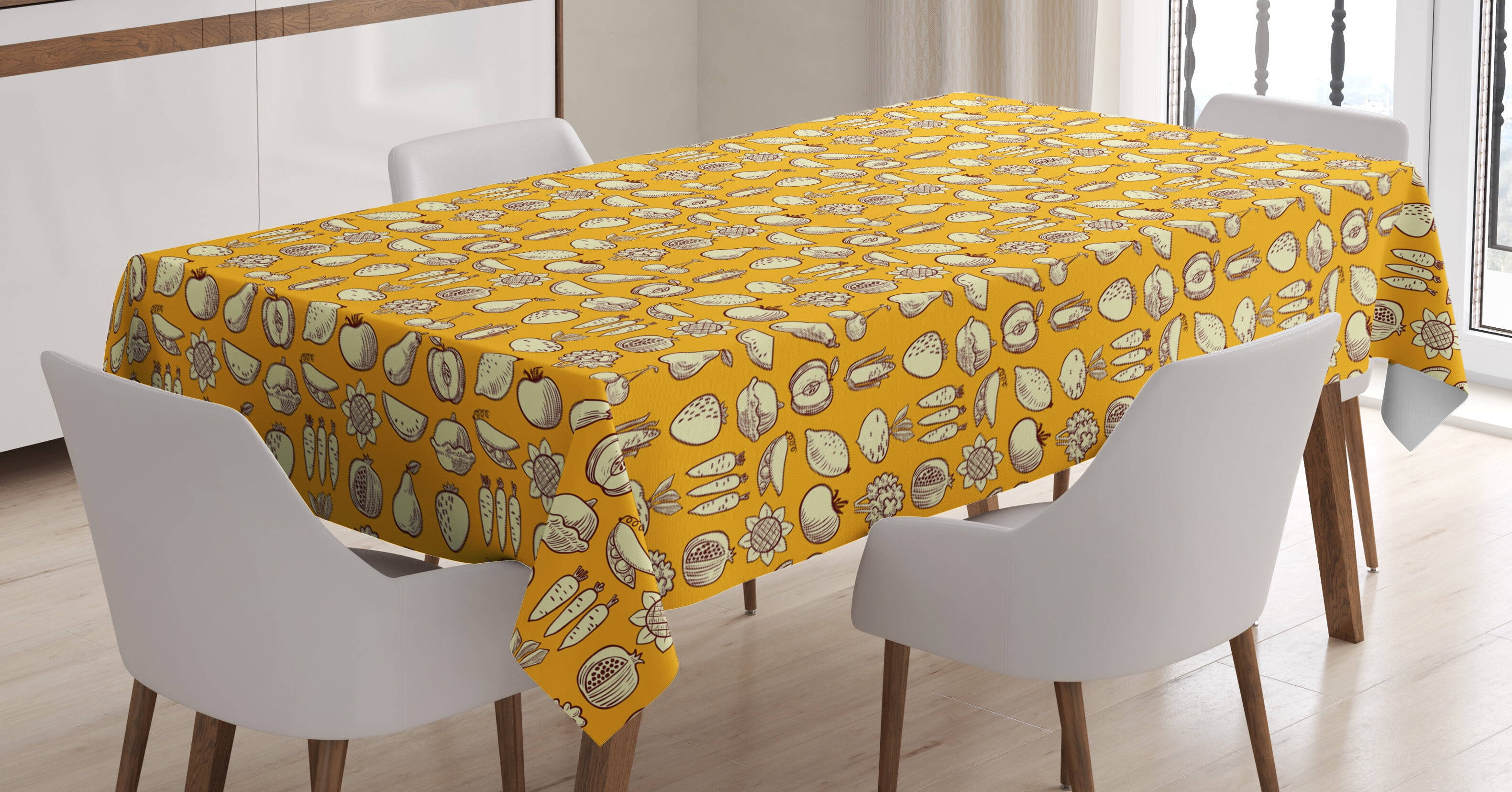 Ambesonne Food Tablecloth Rectangular Table Cover, Fruits and ...