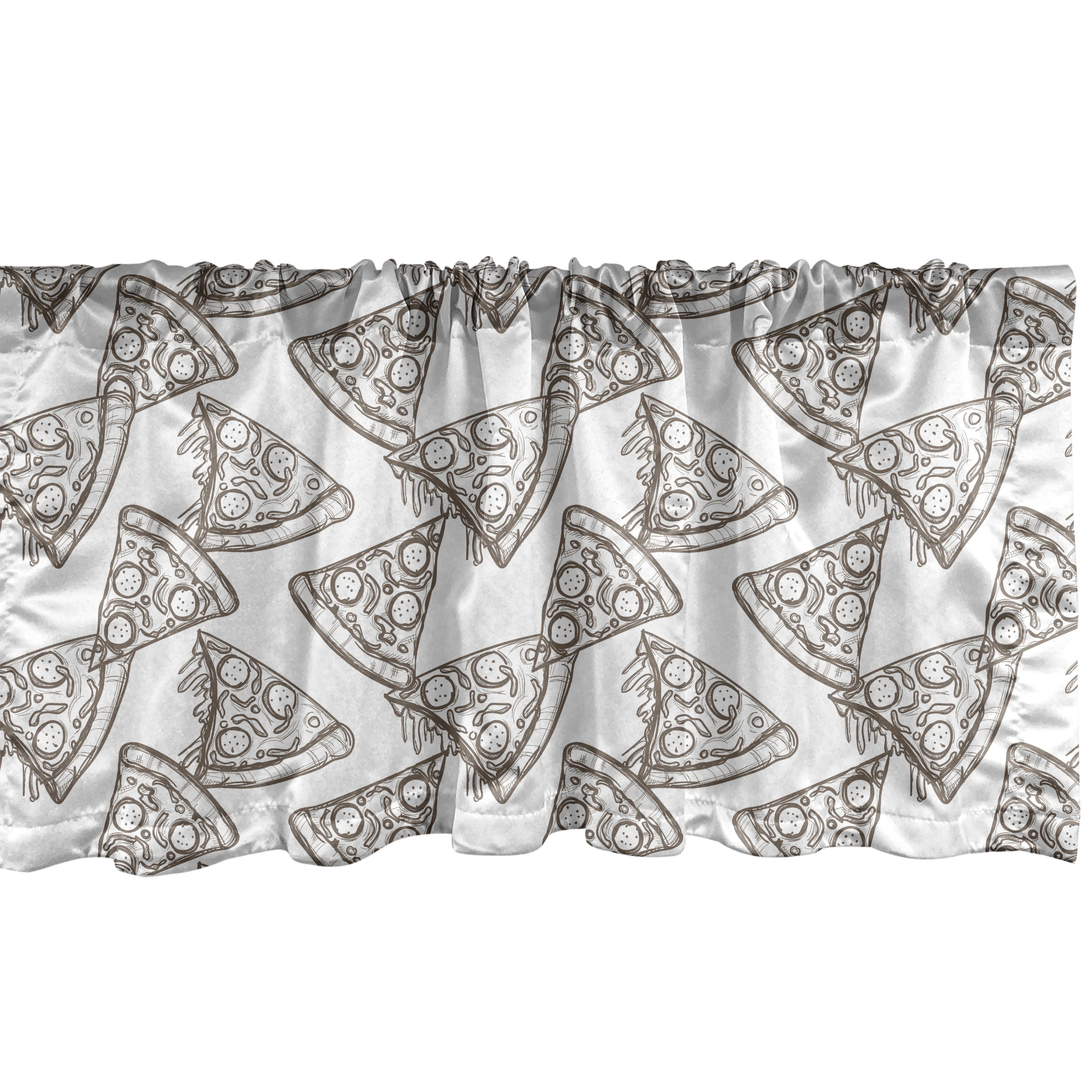 Ambesonne Food Window Valance, Simplistic Drawn Pizza Slices, 54" X 18 ...